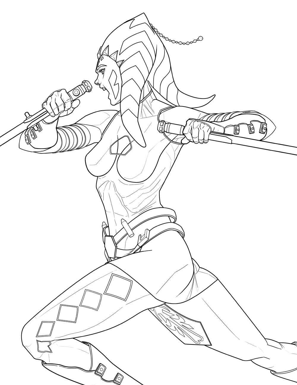 asoka and the jedis coloring pages