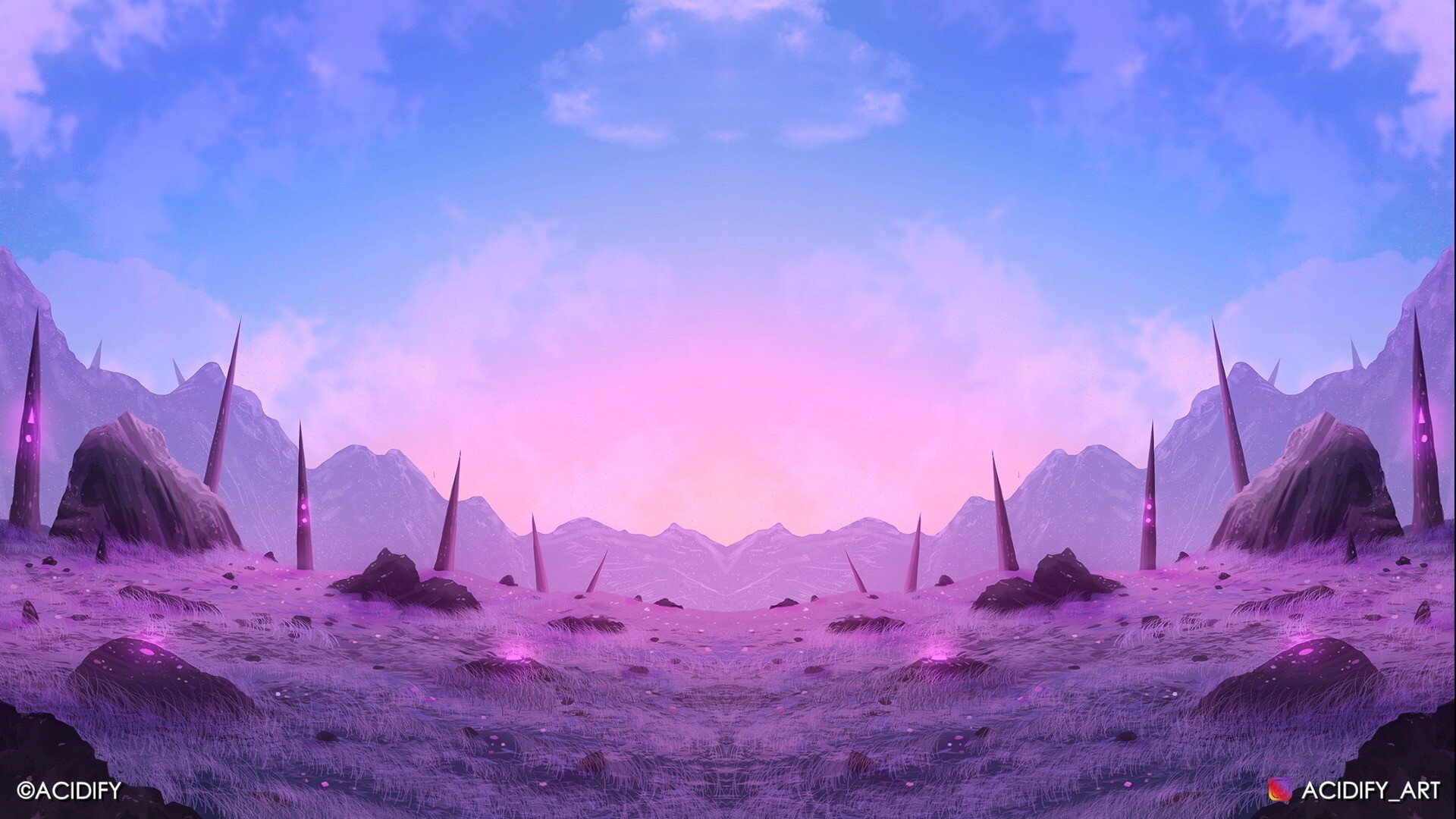 ArtStation - Morning Light (2D Landscape / Symmetry Concept Art)