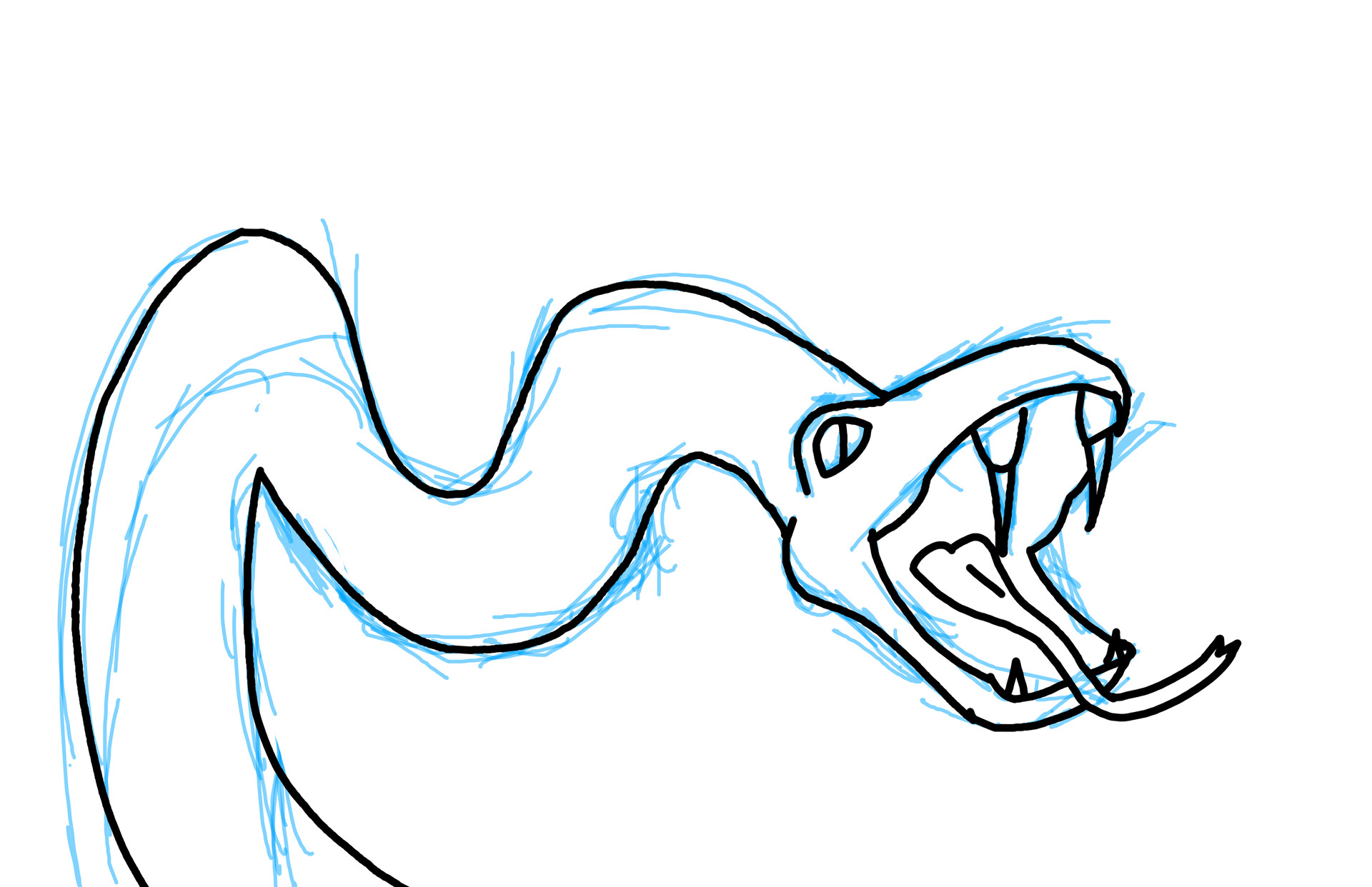 how to draw a snake mouth open