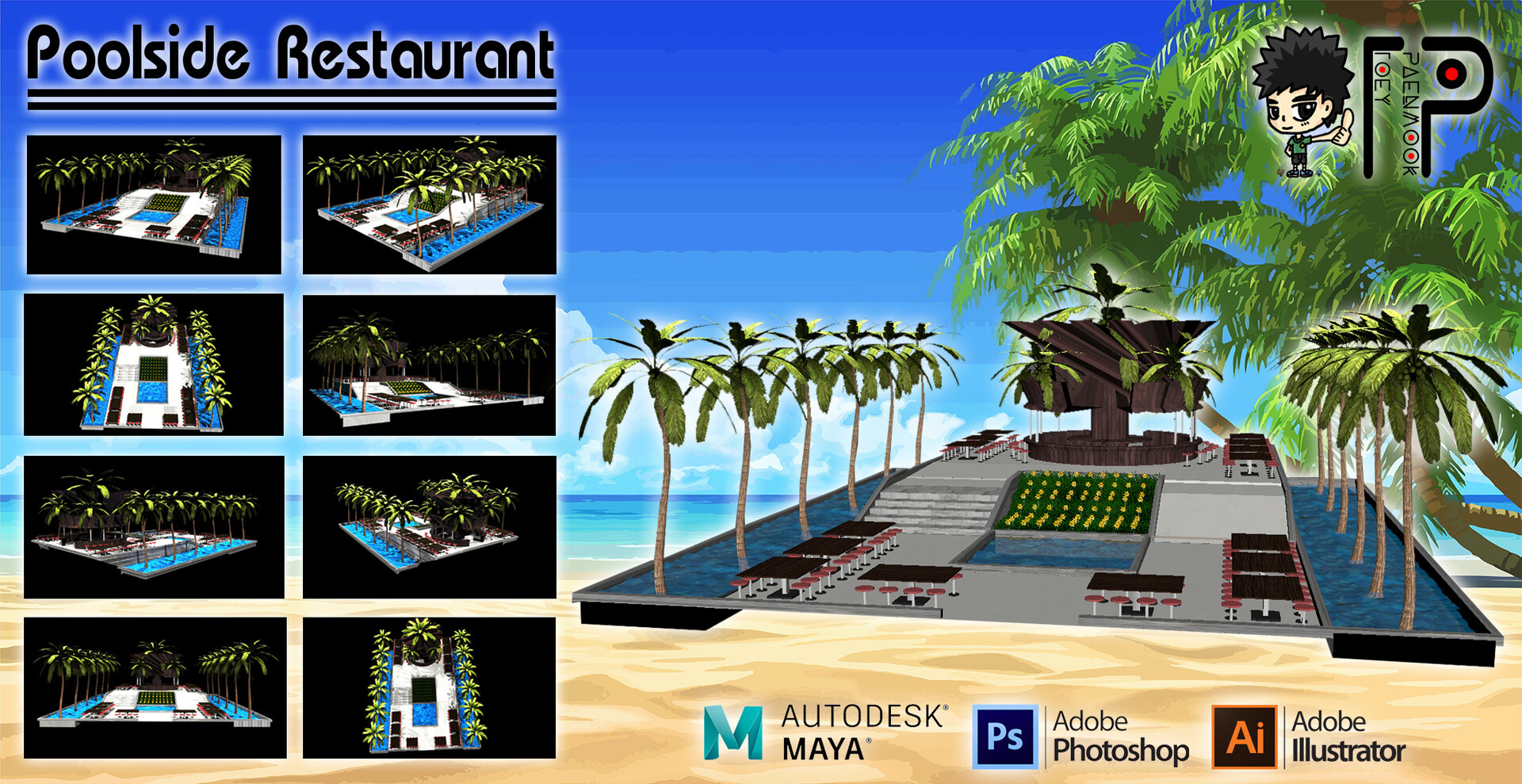 ArtStation - Poolside Restaurant.