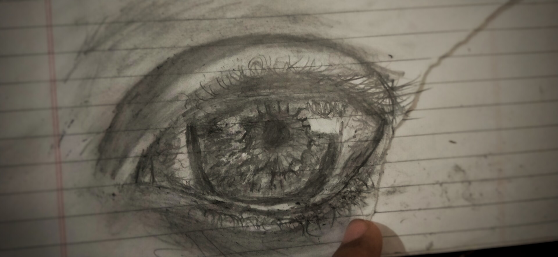 ArtStation - Eye on old canvas of paper