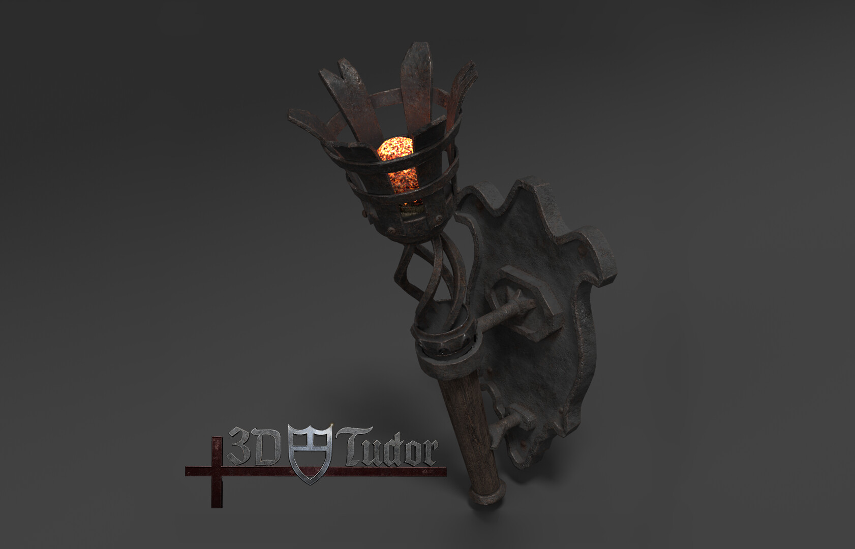 3D Tudor - Medieval Torch & Holder