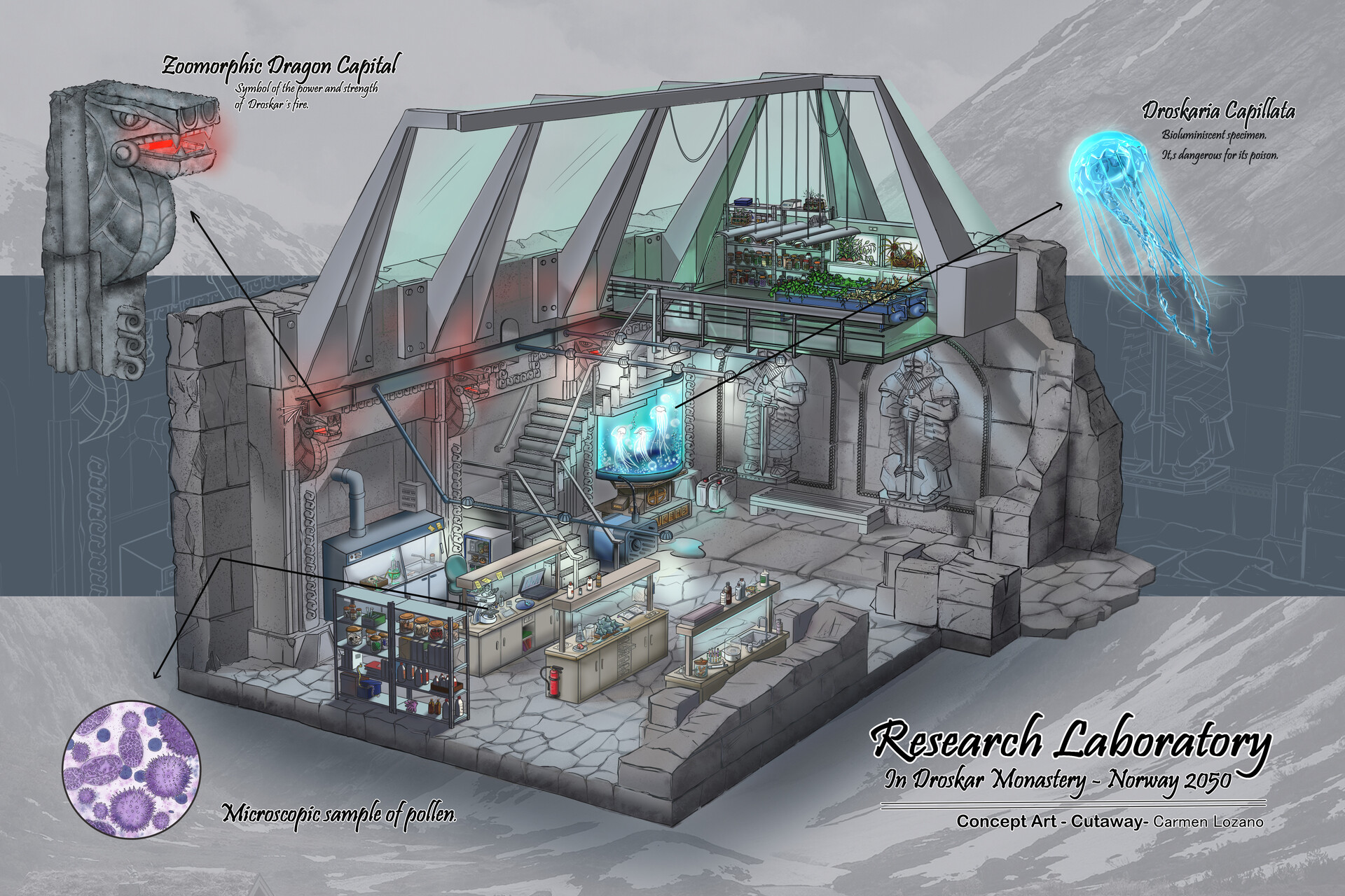 ArtStation - Research Laboratory cutway