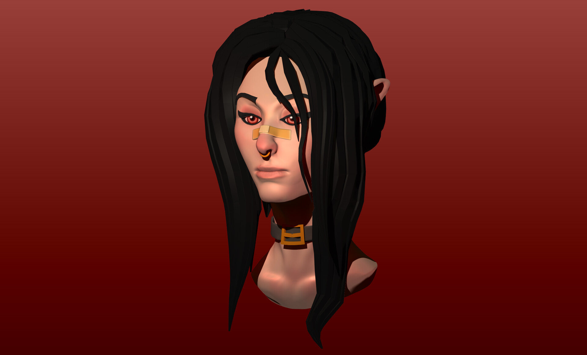 ArtStation - Stylized Goth Elf Bust (WIP)