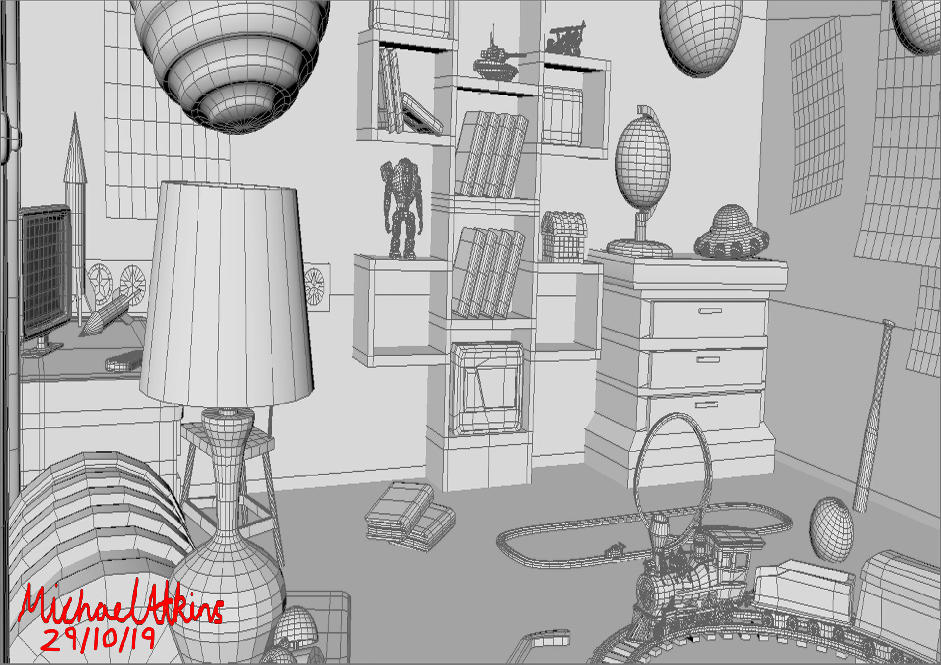 ArtStation - Michael Atkins 3D Children's Bedroom Wireframe 2
