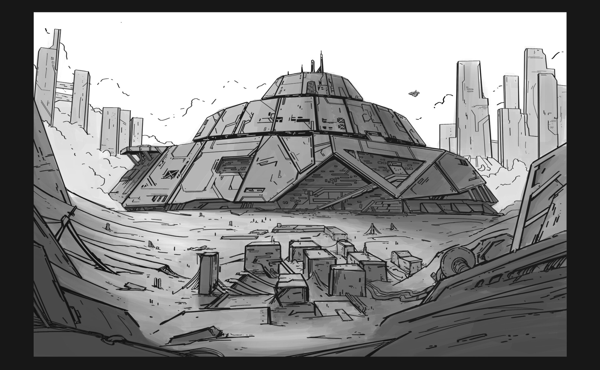 how to draw sci fi buildings