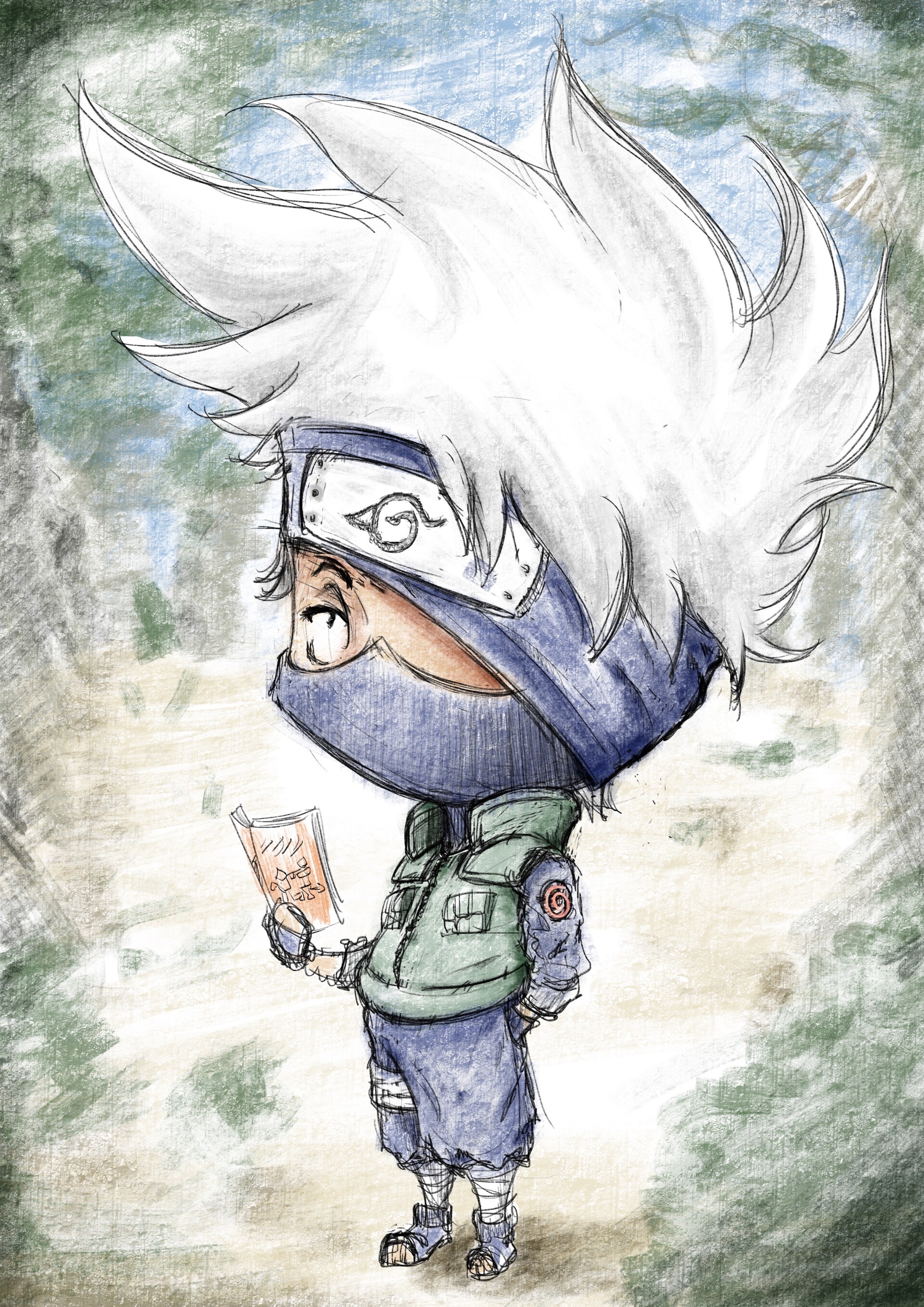 how to draw chibi kakashi hatake