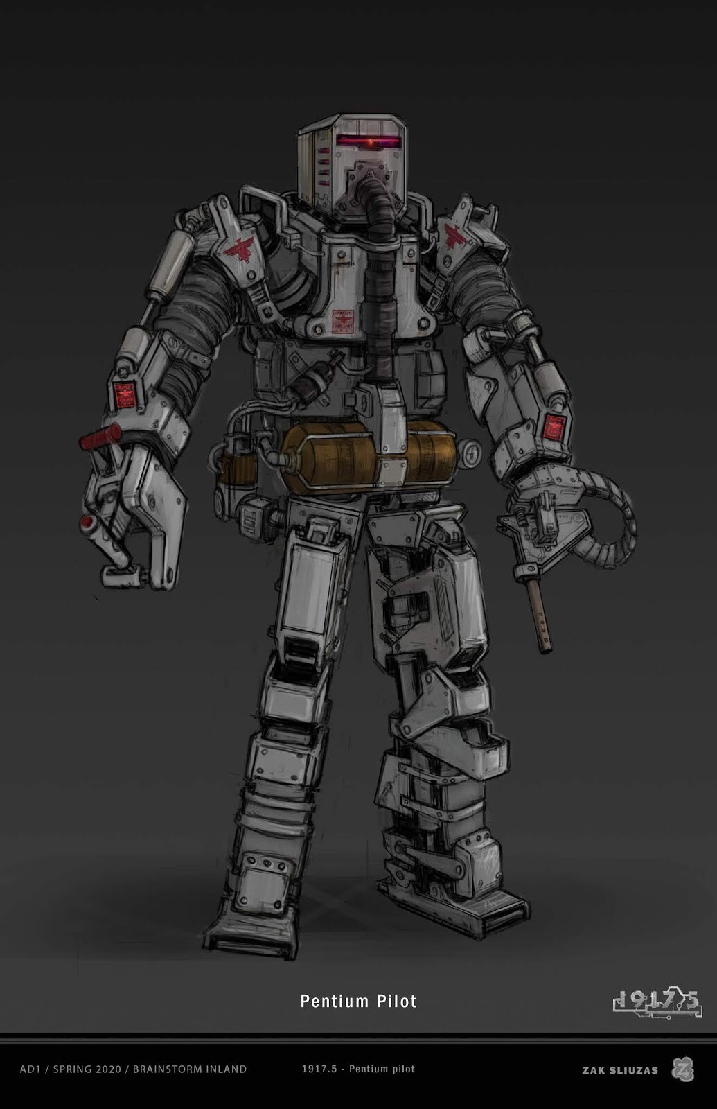 ArtStation - 1917.5 - WWII Cyberpunk Pilot Mech