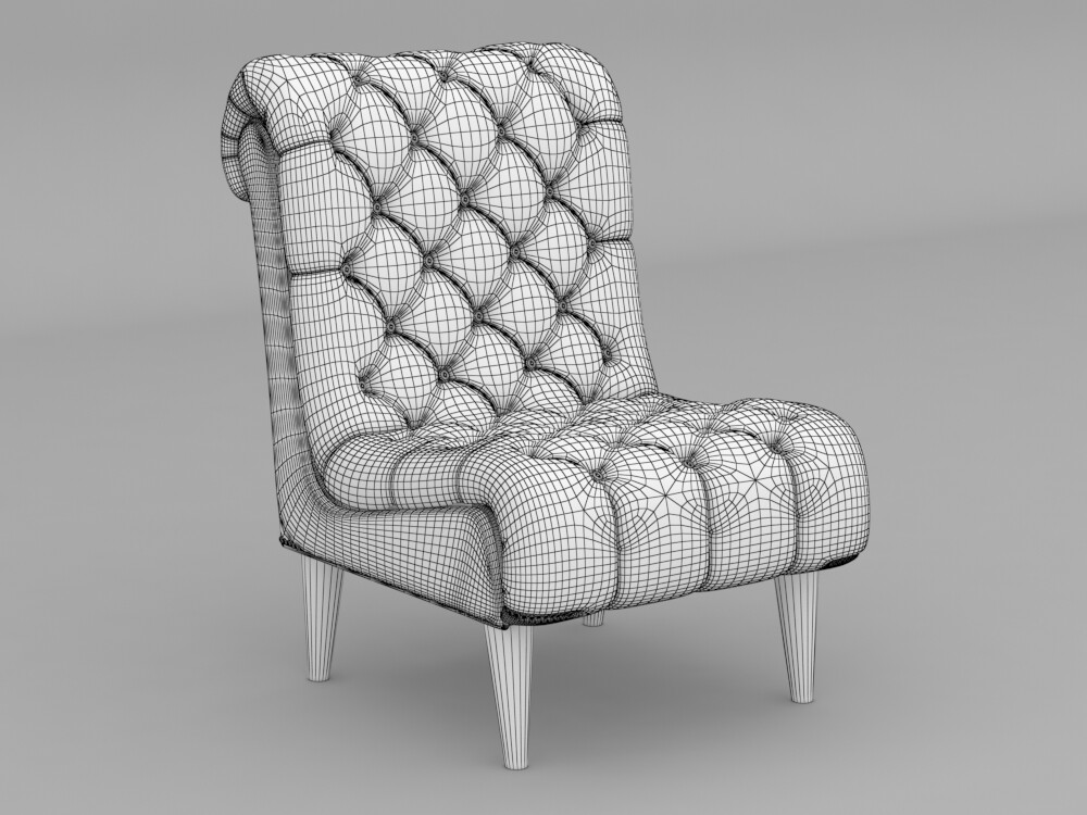 ArtStation - 3D_ACCENT CHAIR WITH ROLLED BACK BEIGE