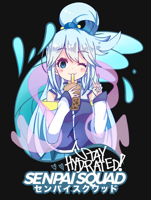 ArtStation - Senpai Squad Commission - "Stay Hydrated!" Tshirt Design