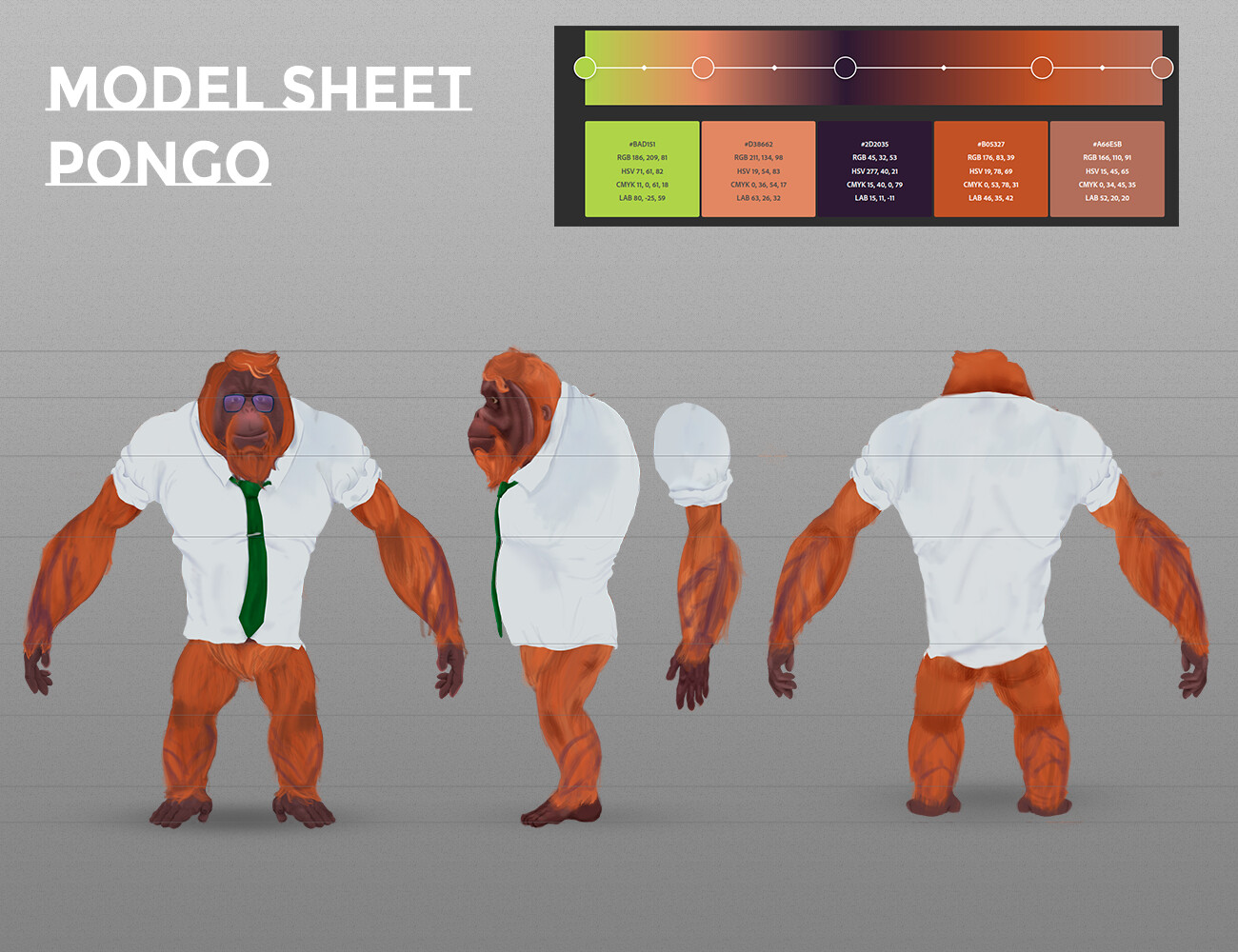 ArtStation - Senior Pongo - Model sheet de mascote