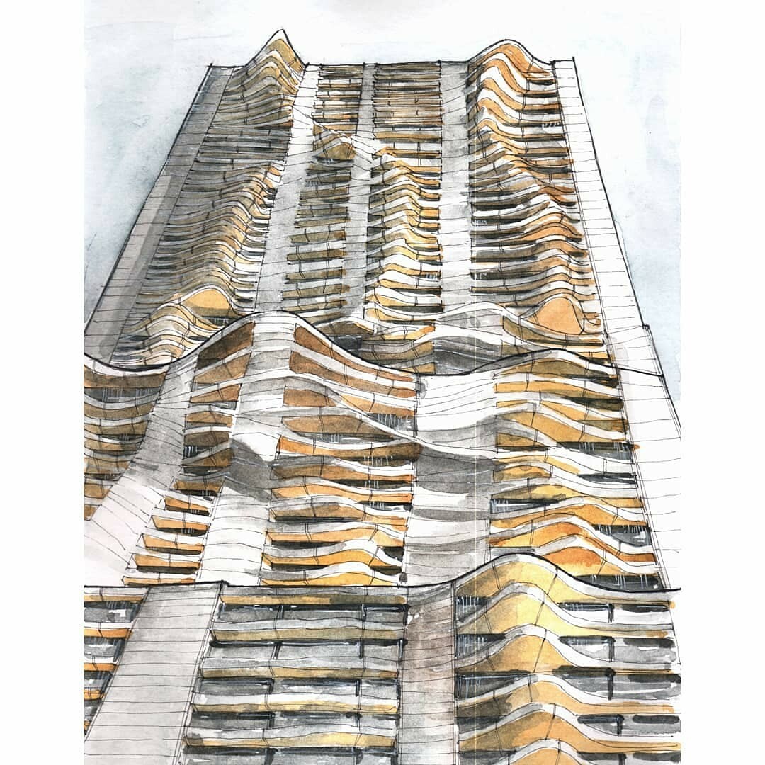 ArtStation - Sketch of Beekman Tower / Frank Gehry