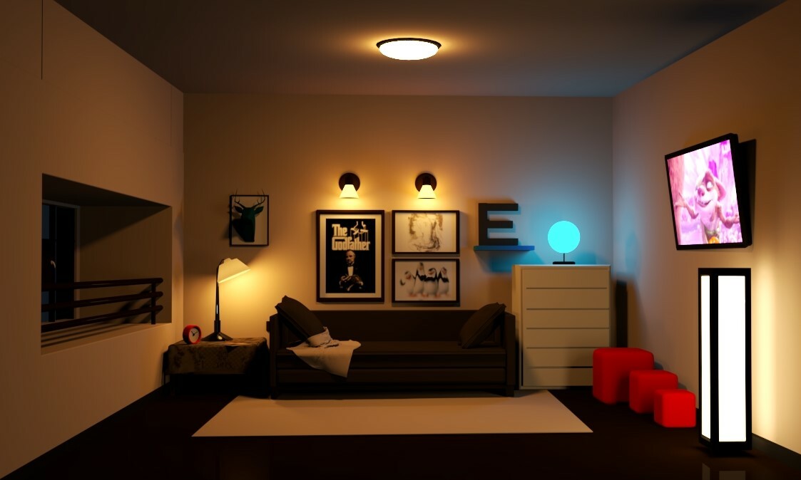 ArtStation - Room with day and night light.