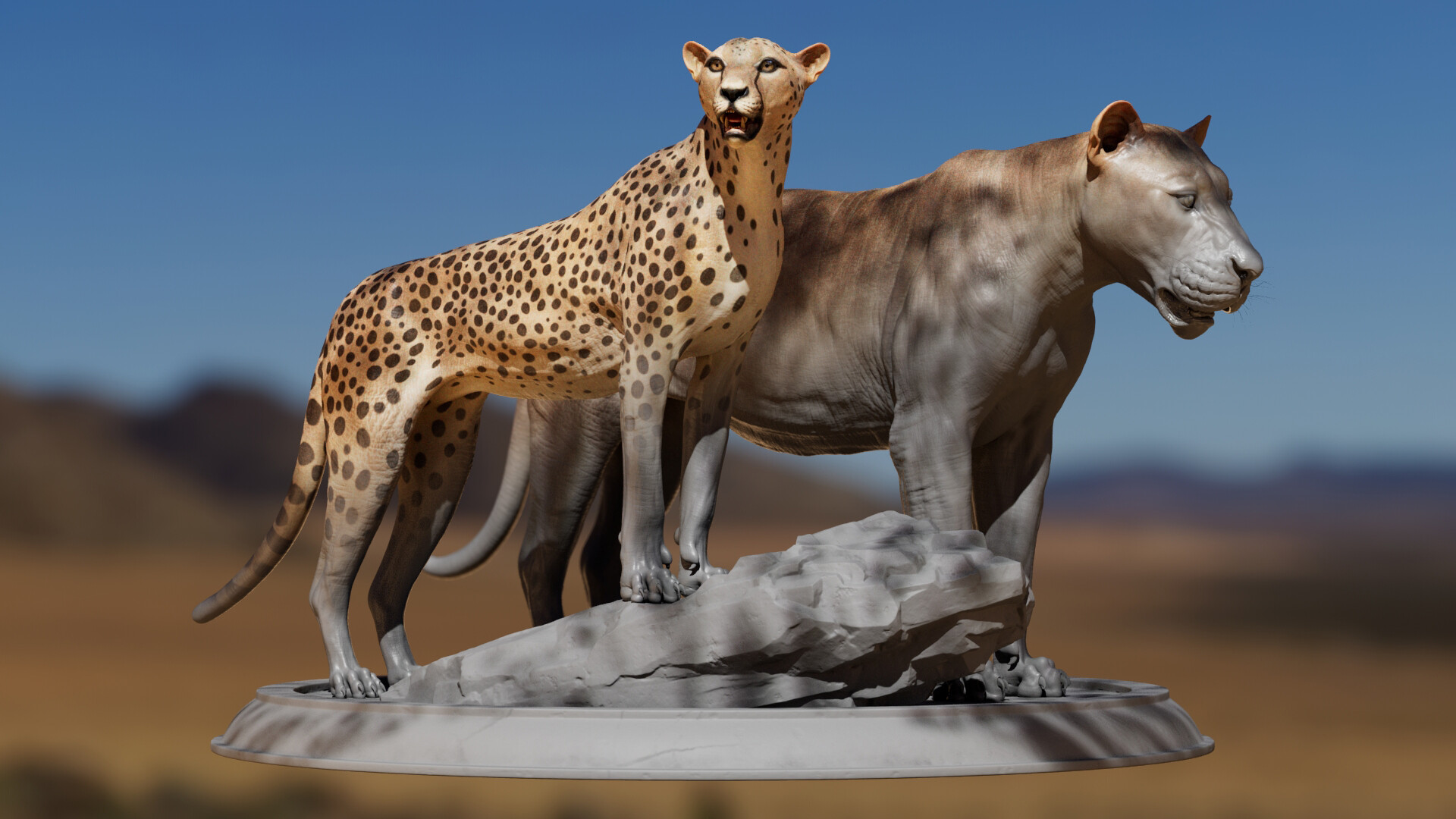 Nicolas MOREL - Lion and Cheetah - Digital model and Textures