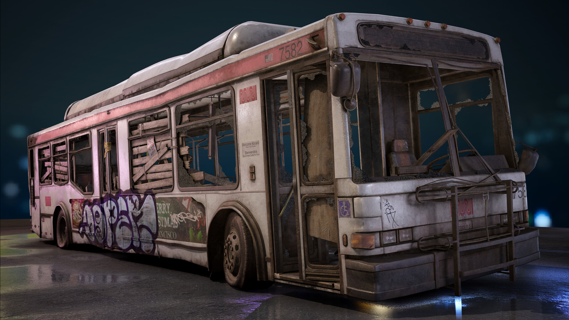 Hamish Ames l Environment Artist - Barricade Bus [Free download + UV Mask PDF Tutorial]