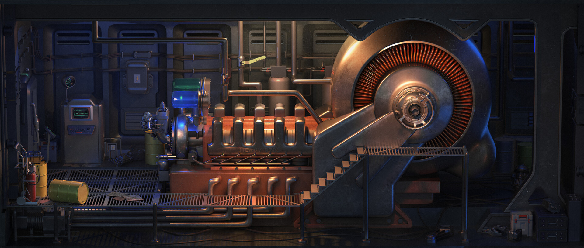 ArtStation - Retro futuristic train engine