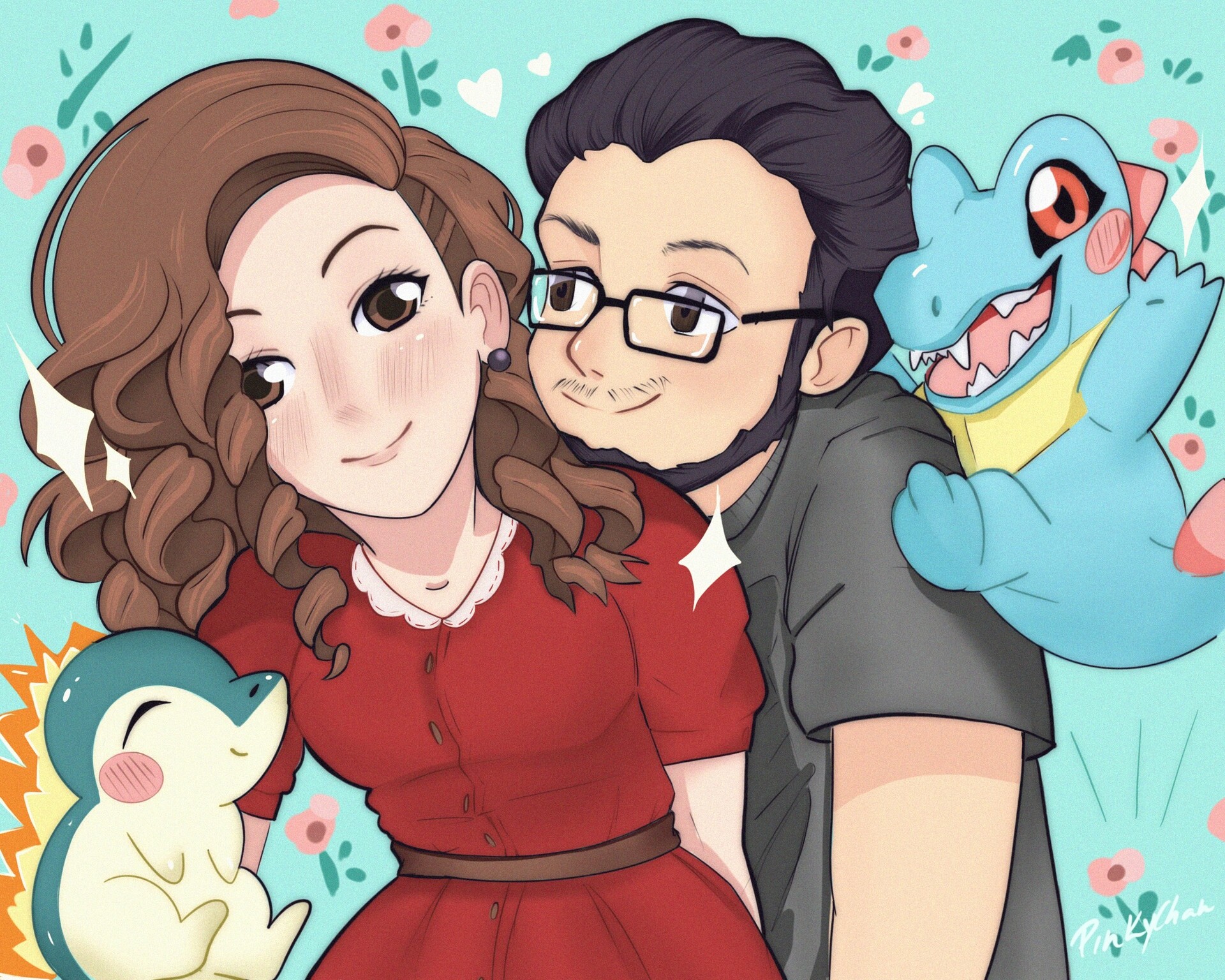 ArtStation - Cute couple with Pokemons