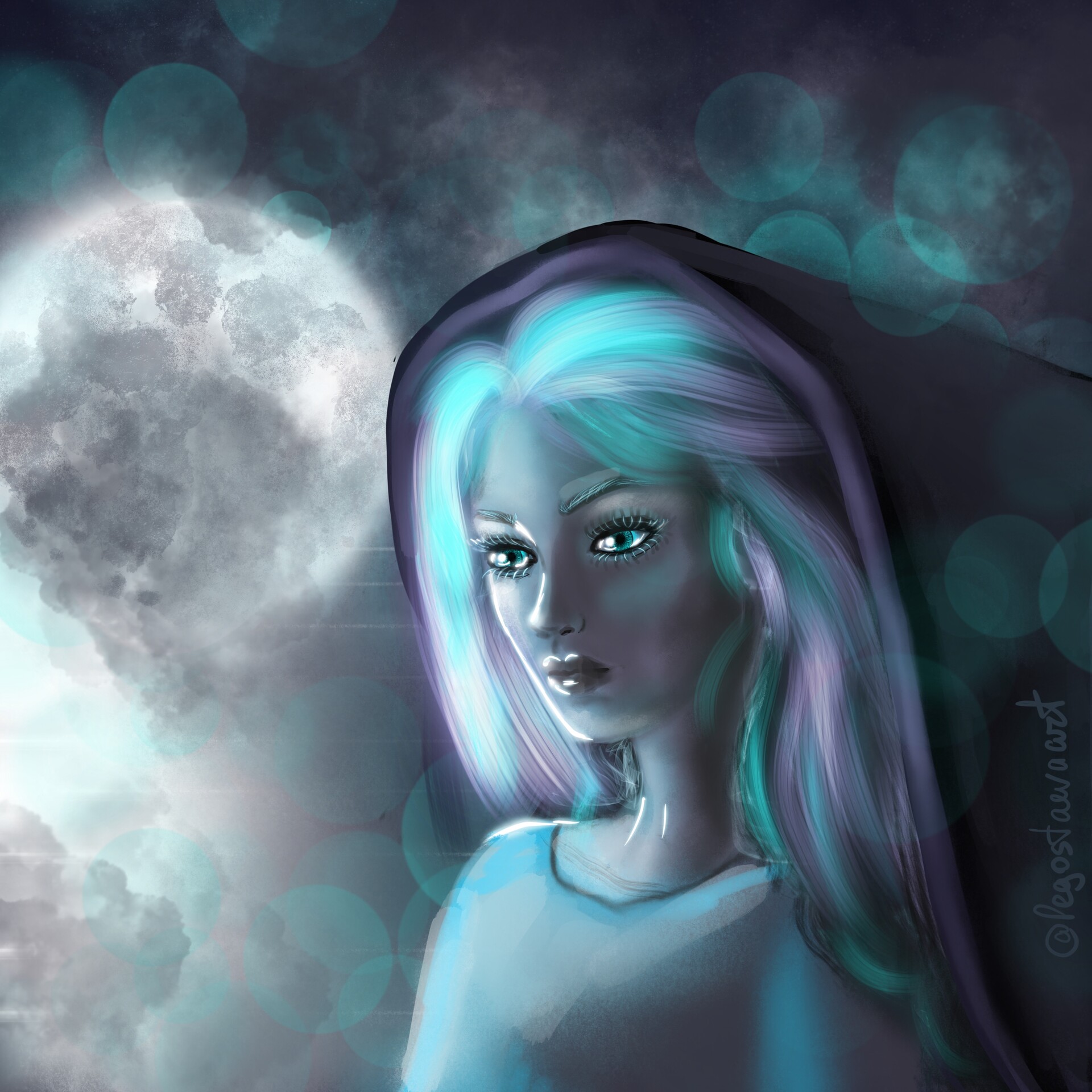 ArtStation - Moon girl portrait