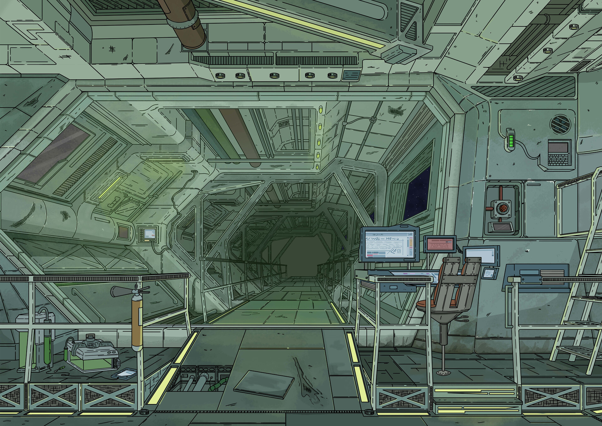 ArtStation - Sci-fi Hallway - Animation Layout Design.