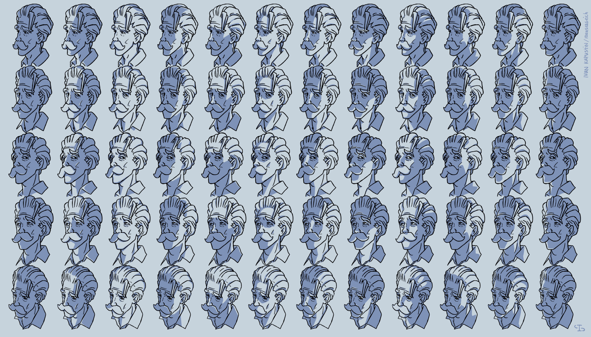 ArtStation - 60 portraits of Albert Schweitzer from my animation film