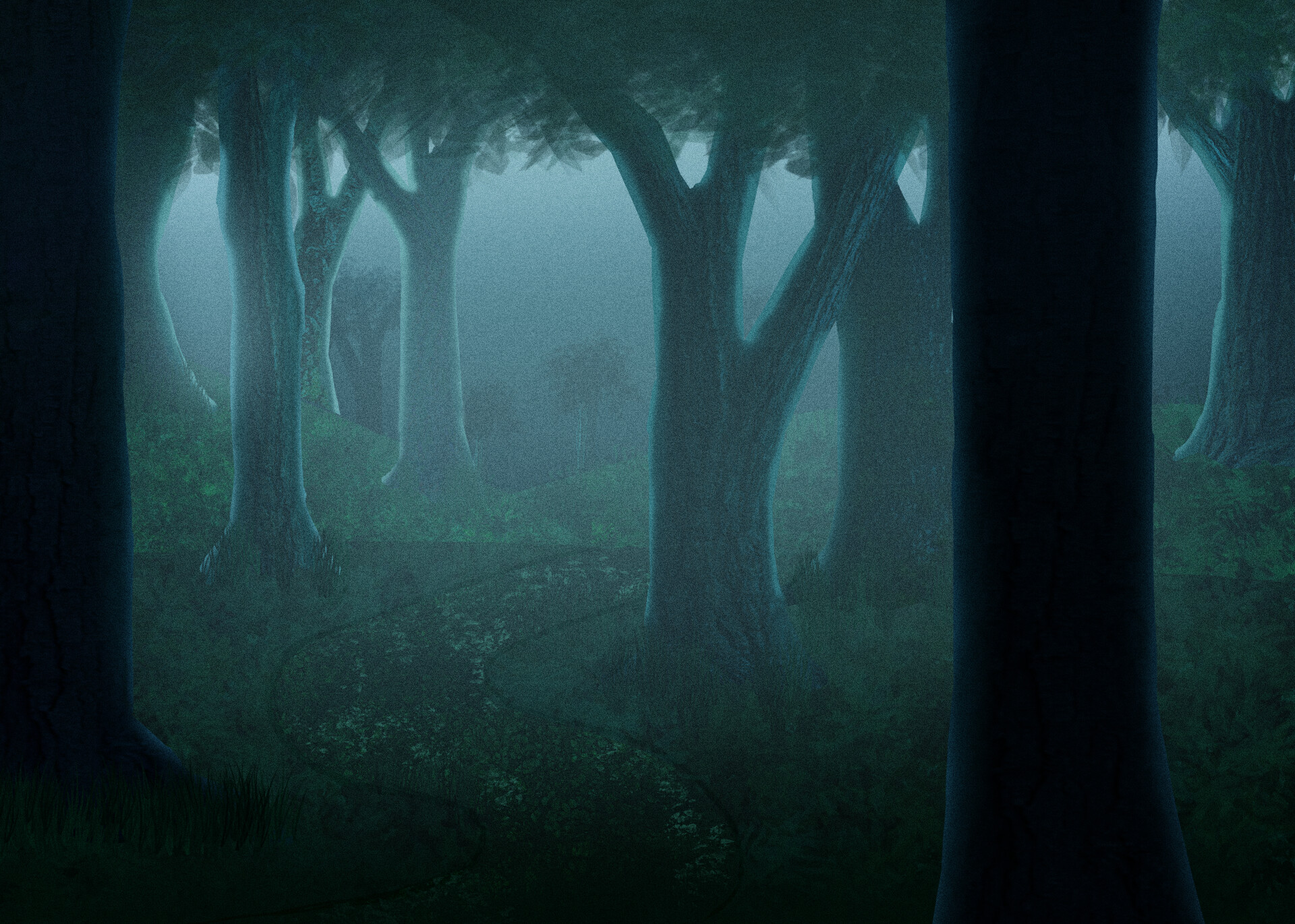 ArtStation - Forest at Night