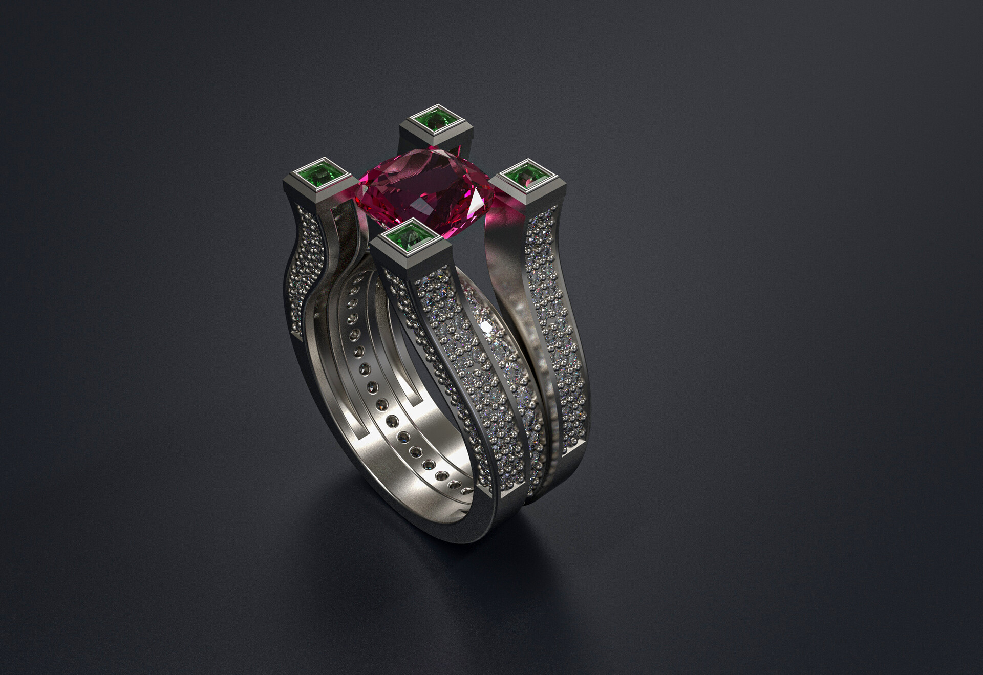 ArtStation - Square Ruby Ring