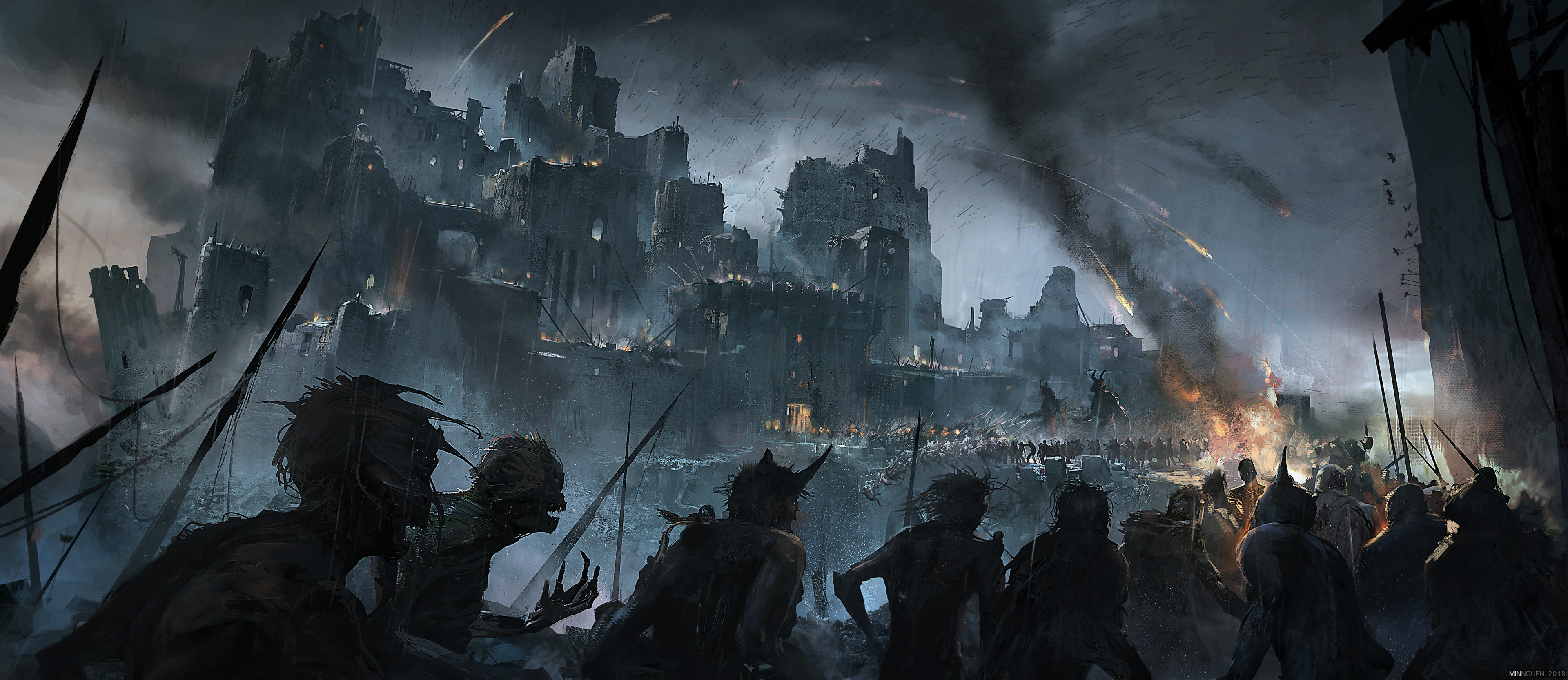 Medieval Theme Paintings - Castle by Min Guen : r/ImaginaryBattlefields