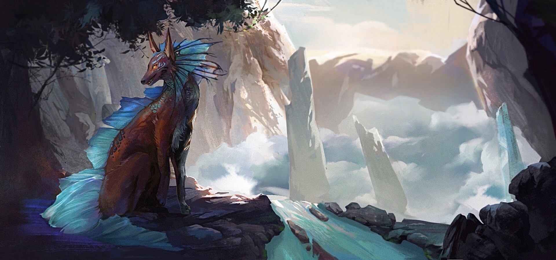 ArtStation - mysterious creature in crystal cave