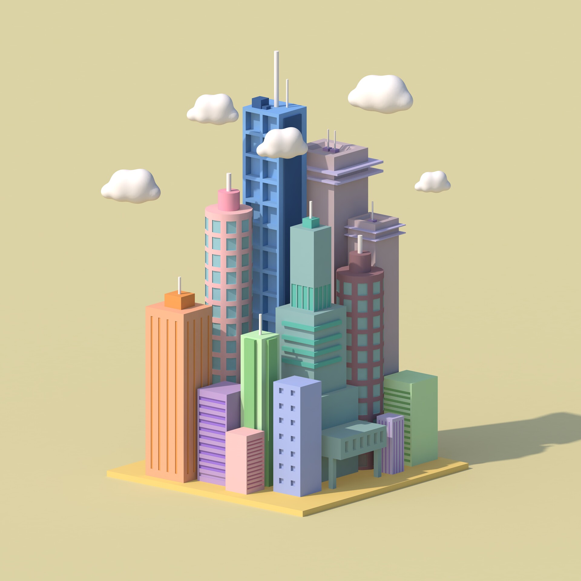 ArtStation - Lowpoly Skyscrapers