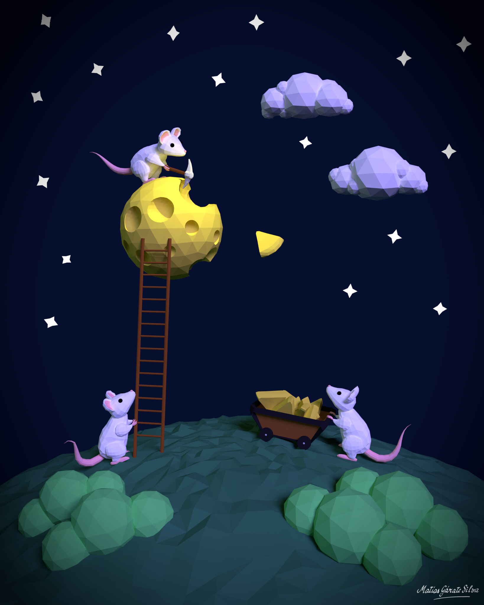 ArtStation - Mice Waning the Moon
