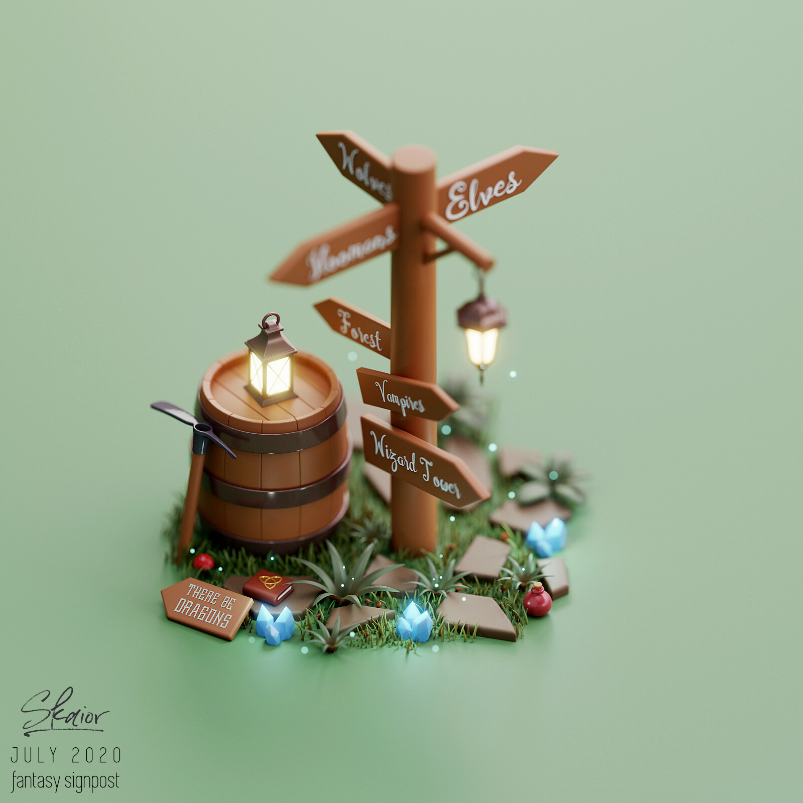 ArtStation - Magical Signpost Diorama