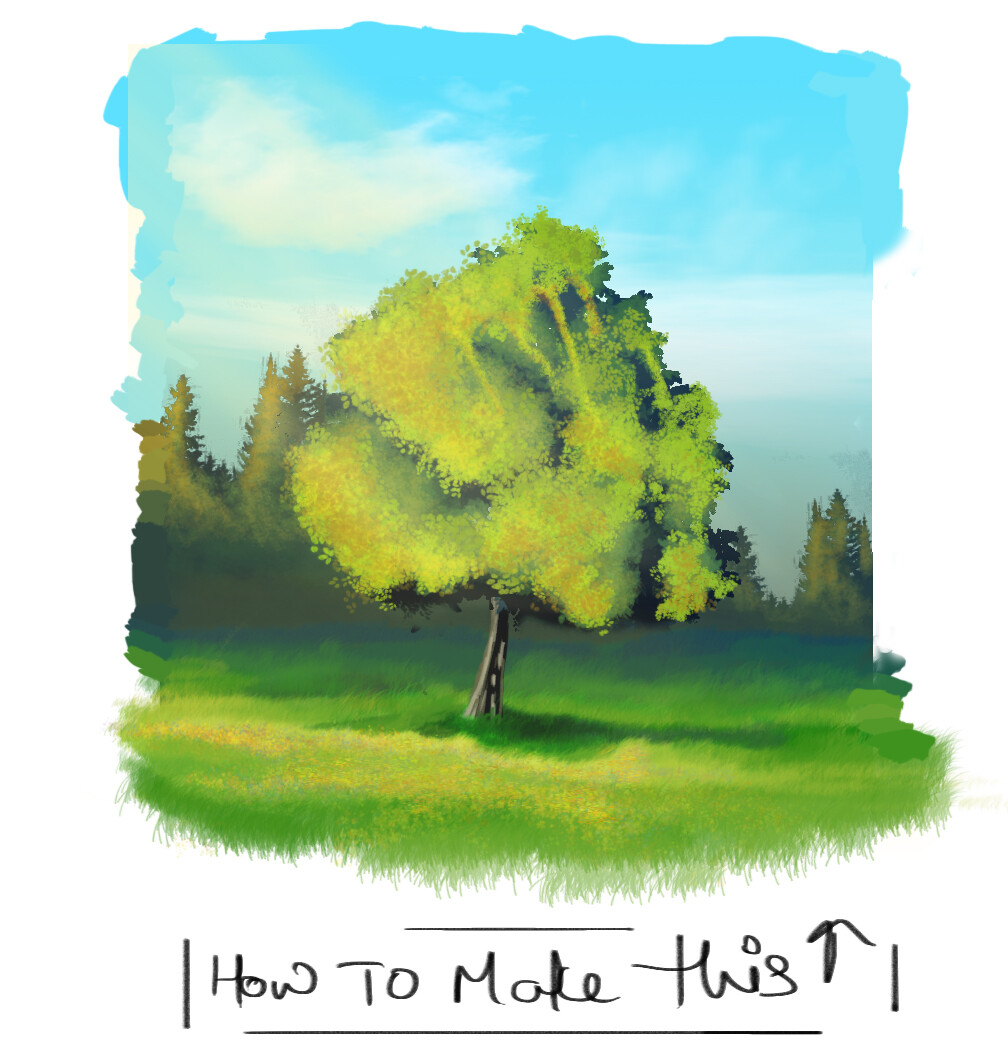 how to draw a tree anime