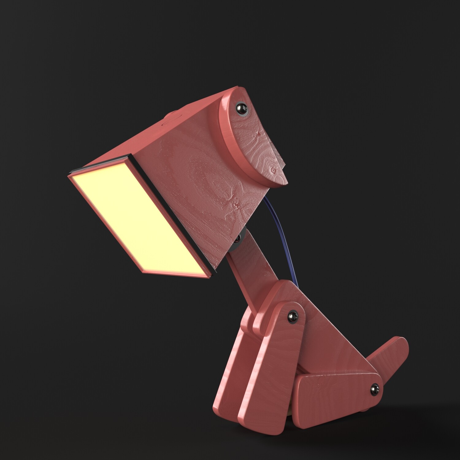 ArtStation - Red dogi wooden table lamp