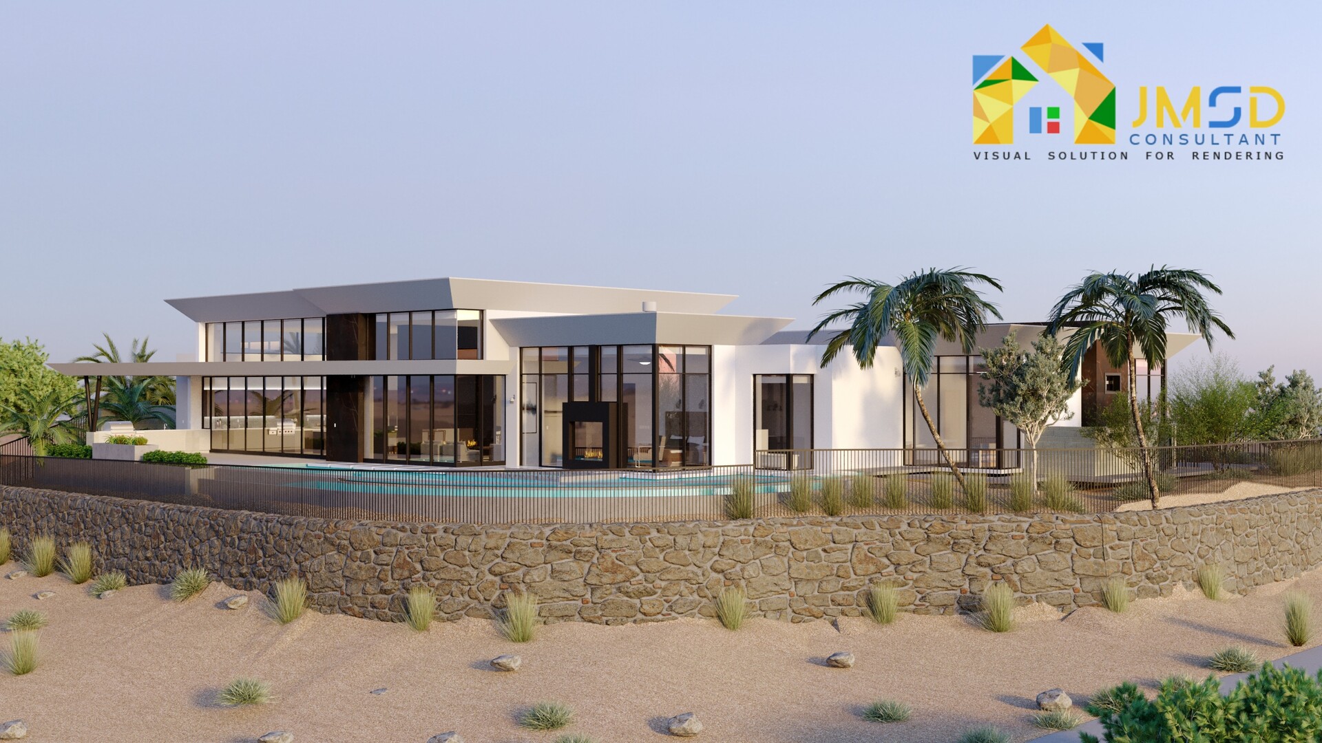 ArtStation - Perspective View of Modern Beach House Rendering Services ...