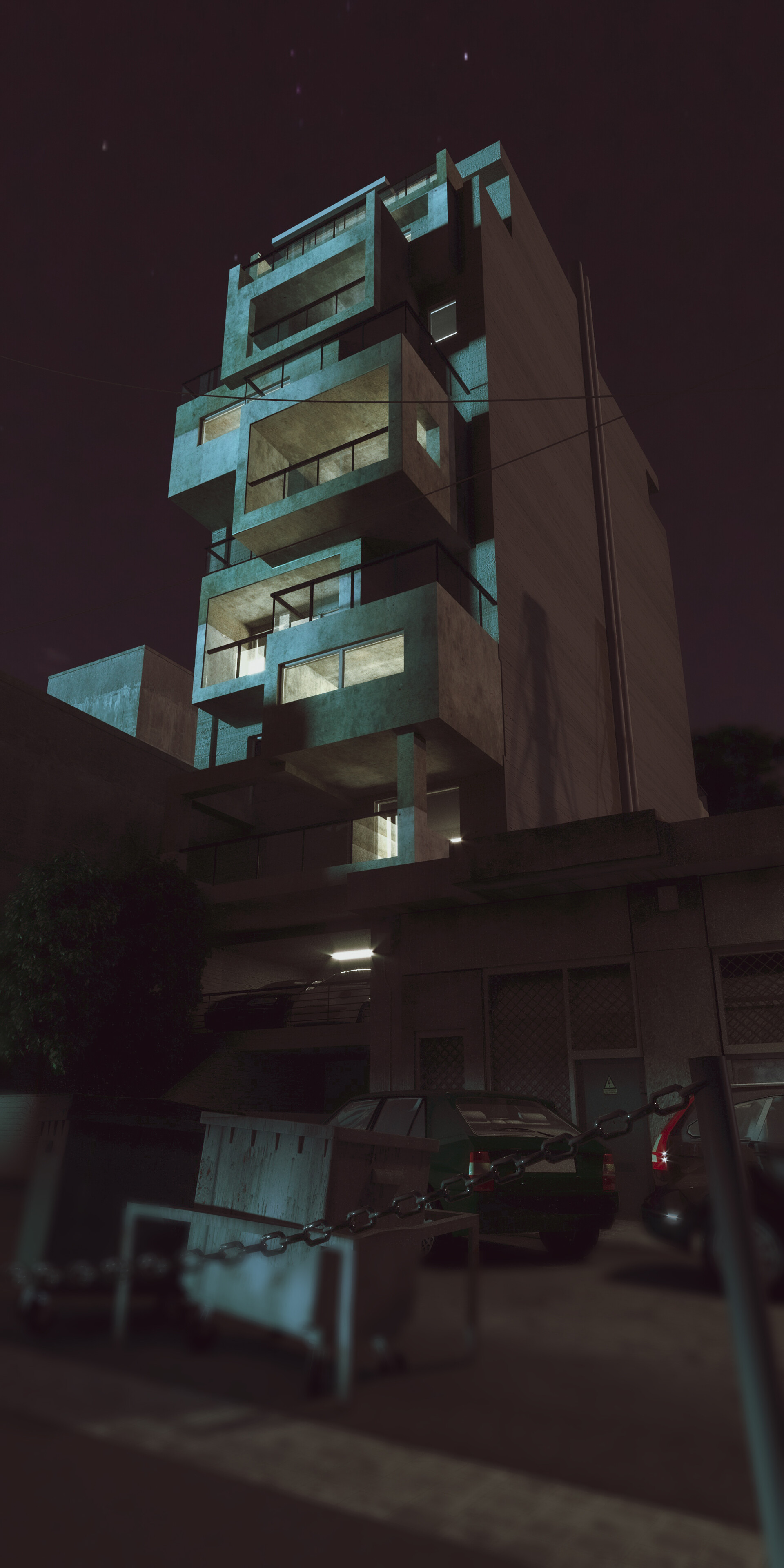 ArtStation - Apartment at night Exterior