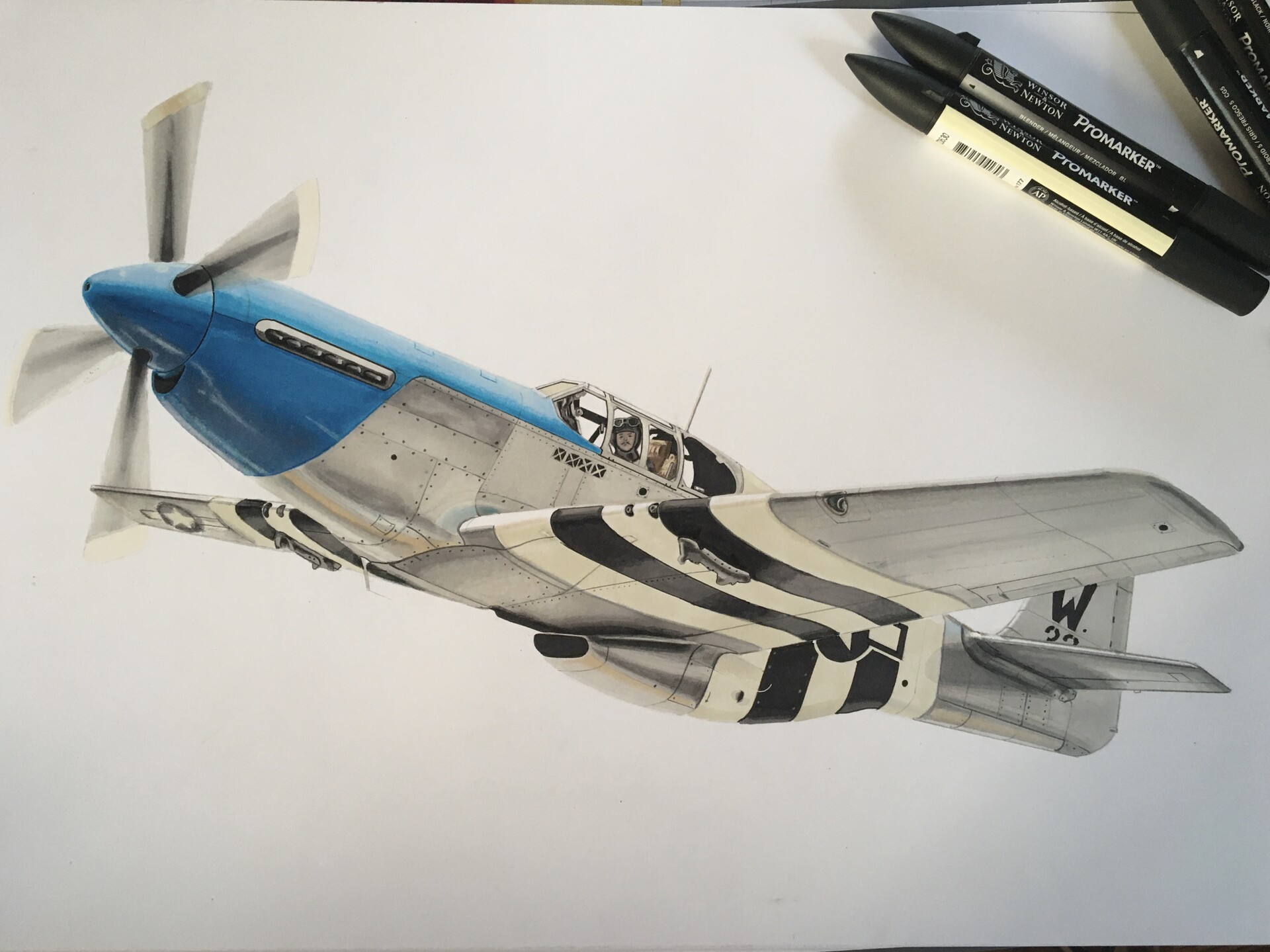 Johann delestree - P51 Mustang Drawing