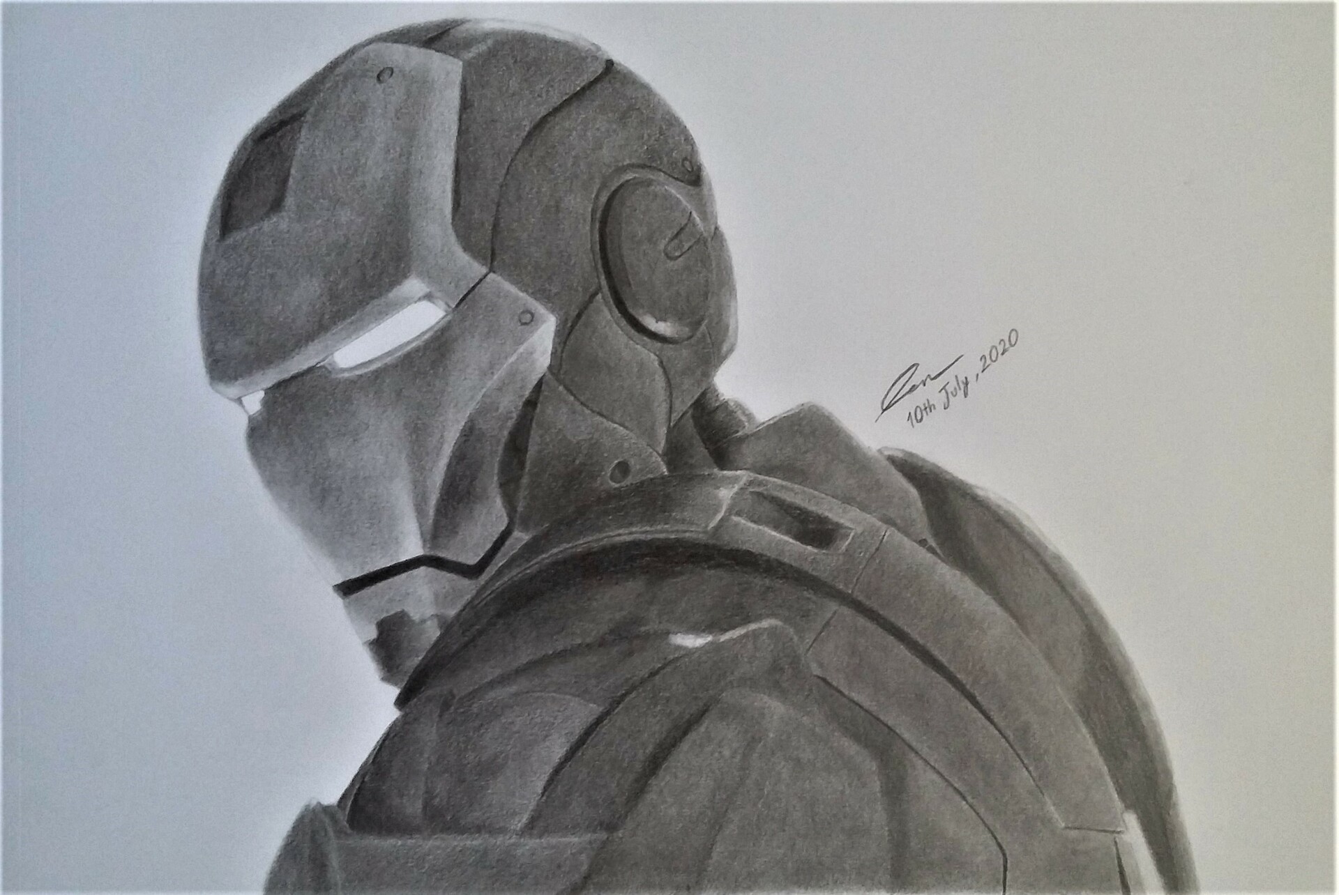 how to draw iron man with pencil