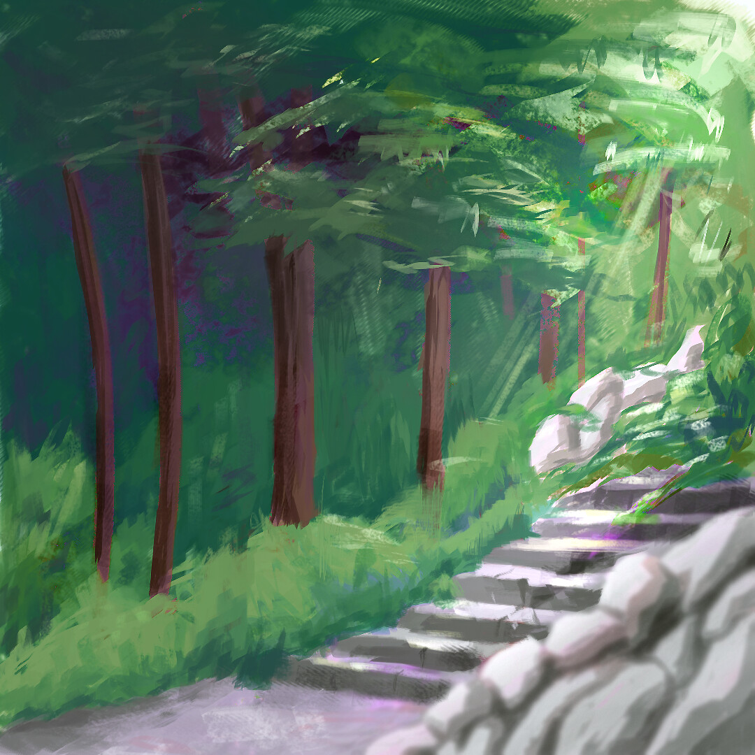 ArtStation - Stairs in the Forest