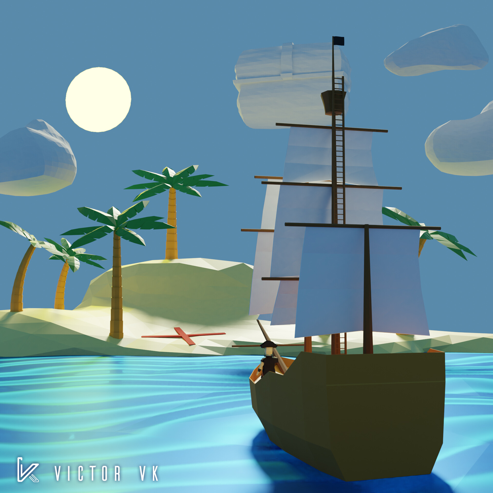 ArtStation - Pirate Finding the treasure