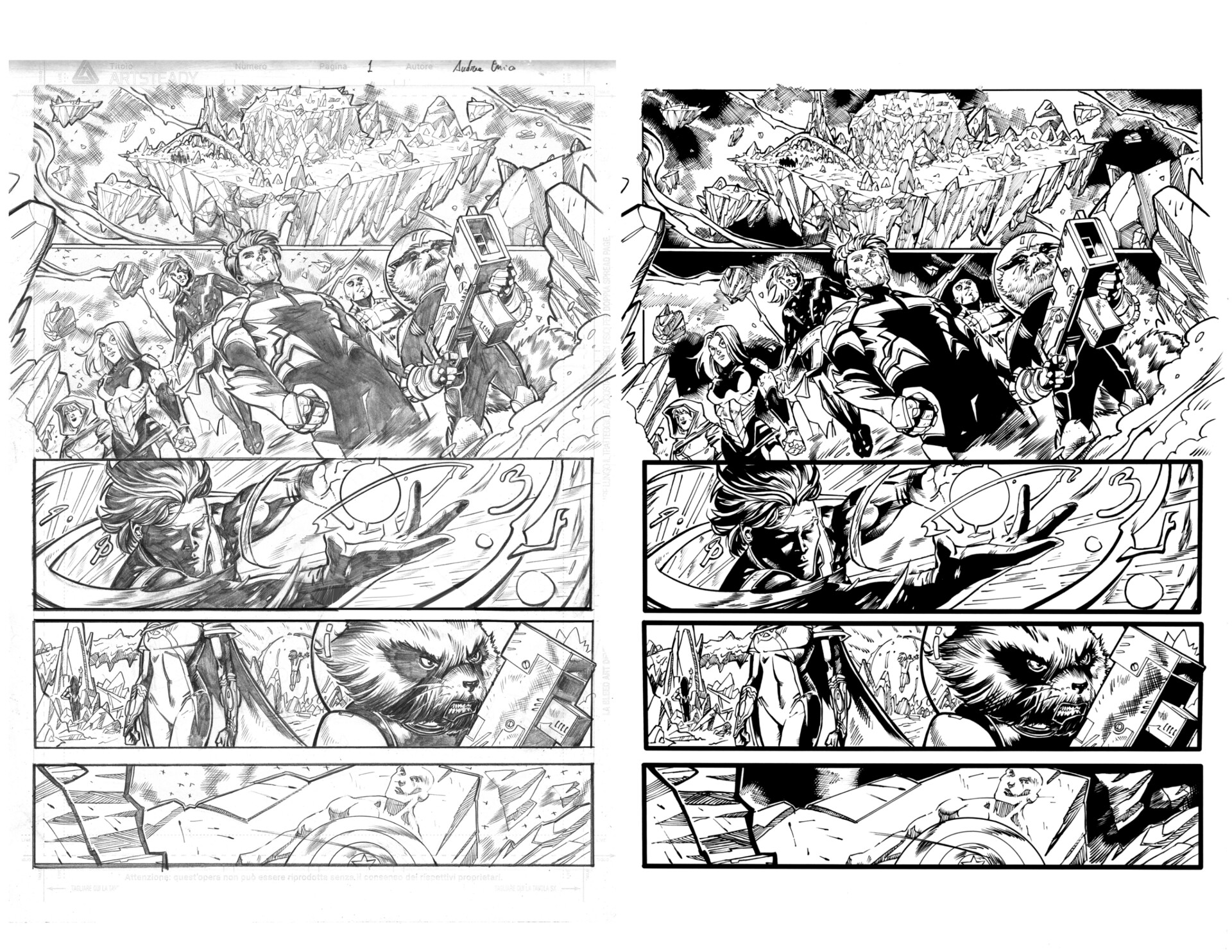 ArtStation - Inking Sample over Andrea Errico