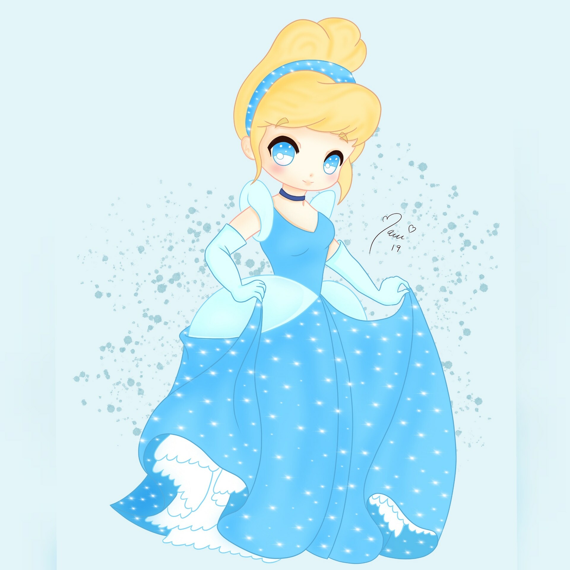 how to draw chibi cinderella