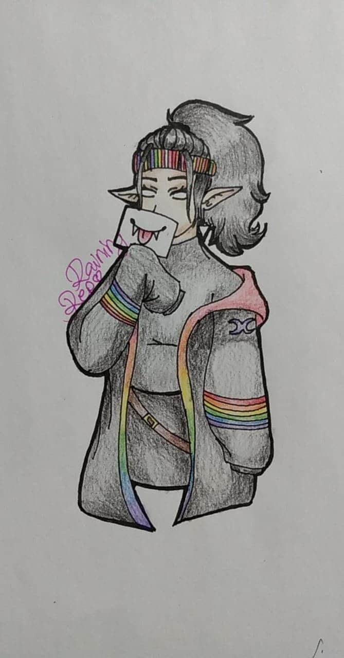 Person Drawing A Rainbow