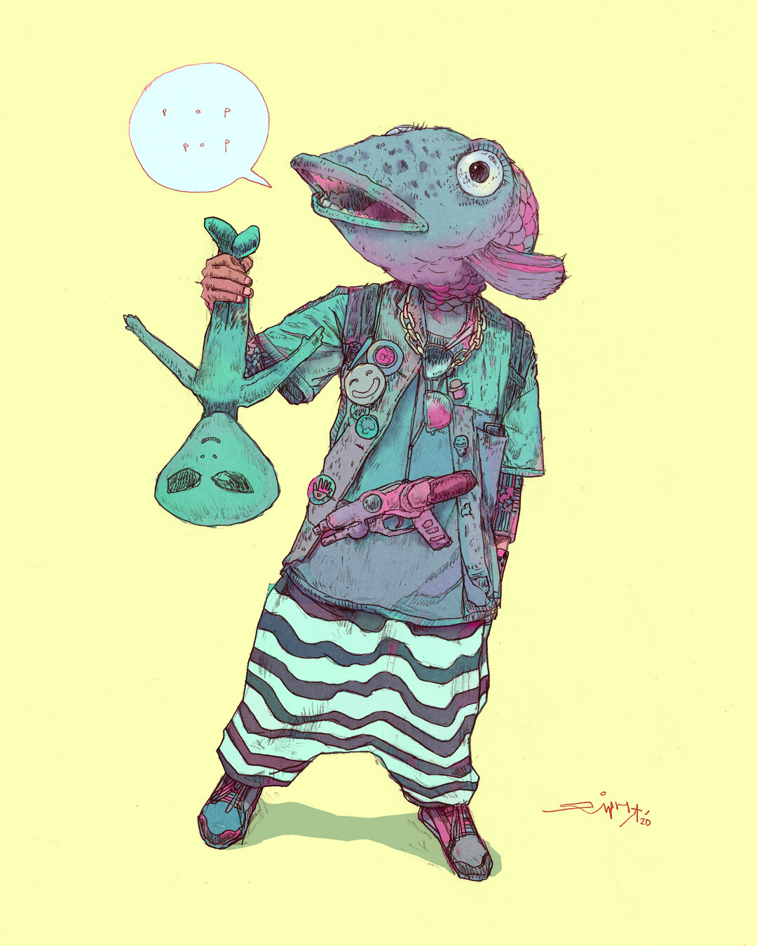 how to draw fish head