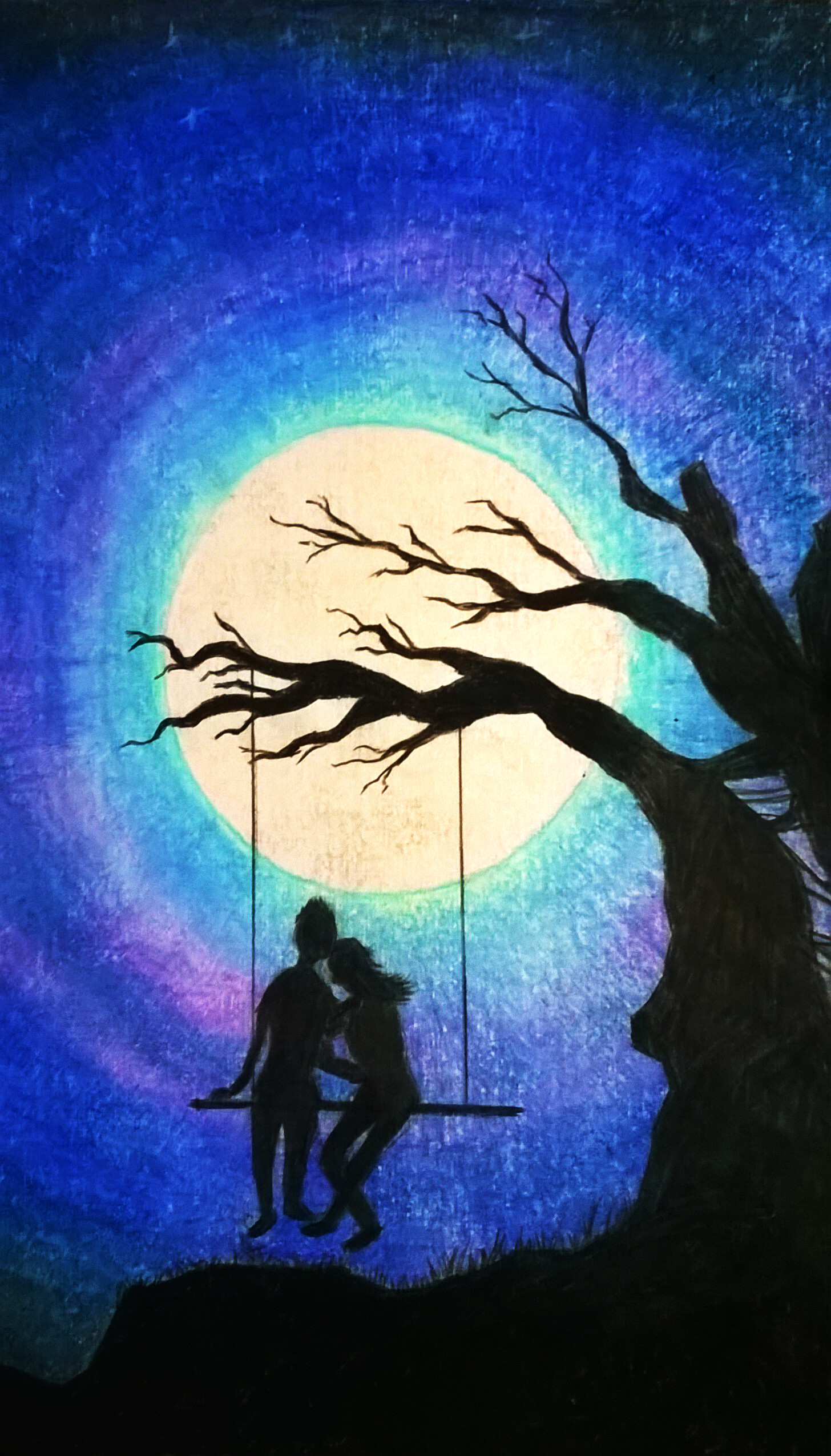 how to draw the night sky with colored pencils