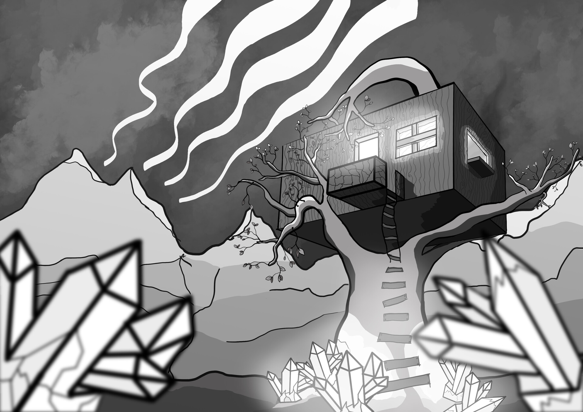 Marcus Universe - Crystal Treehouse Mattepainting