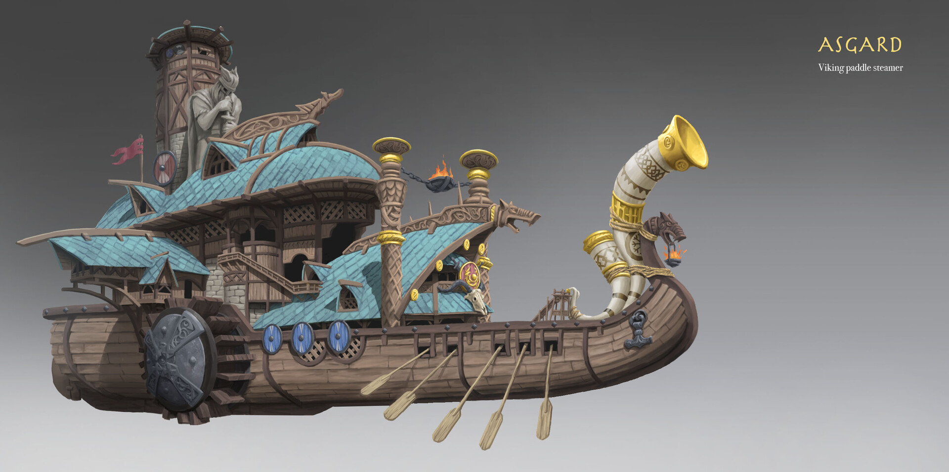 ArtStation - Viking paddle steamer