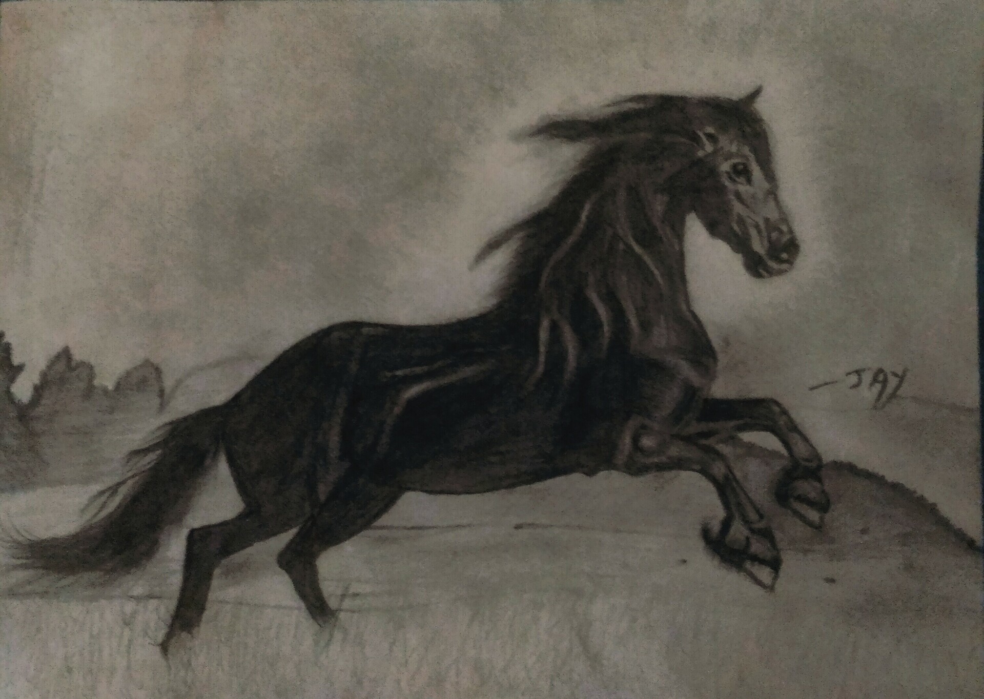 ArtStation - Black Stallion Drawing - Sharma jay