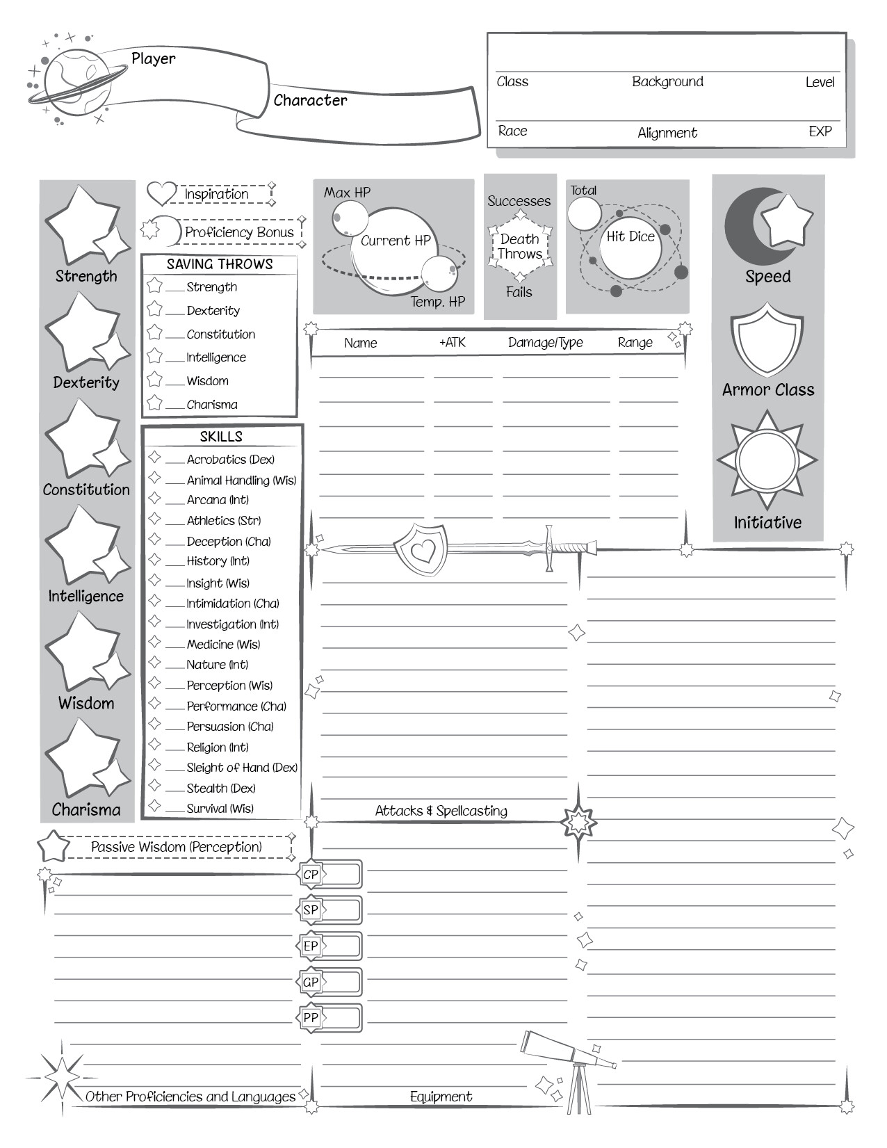 ArtStation - D&D Character Sheets Redesign - Space