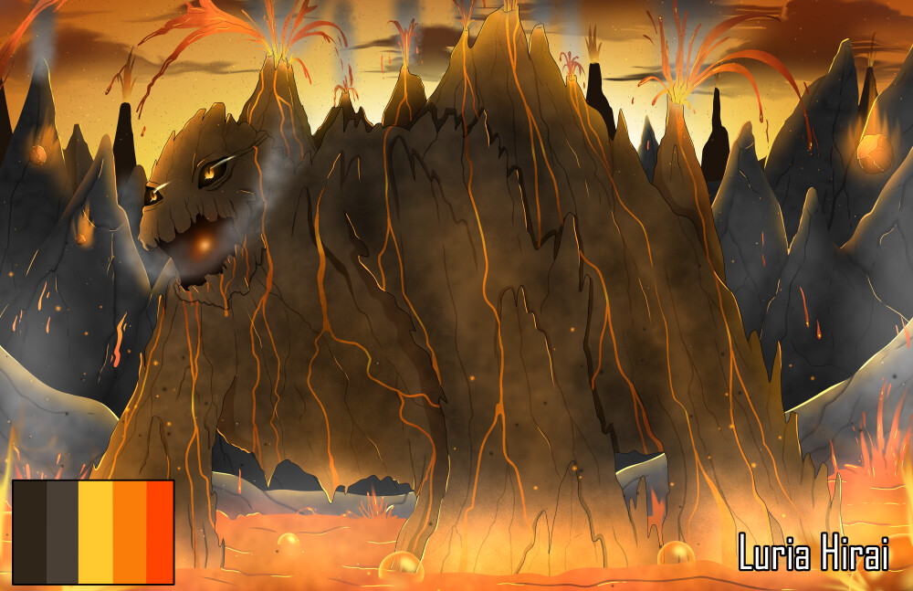 how to draw anime volcano