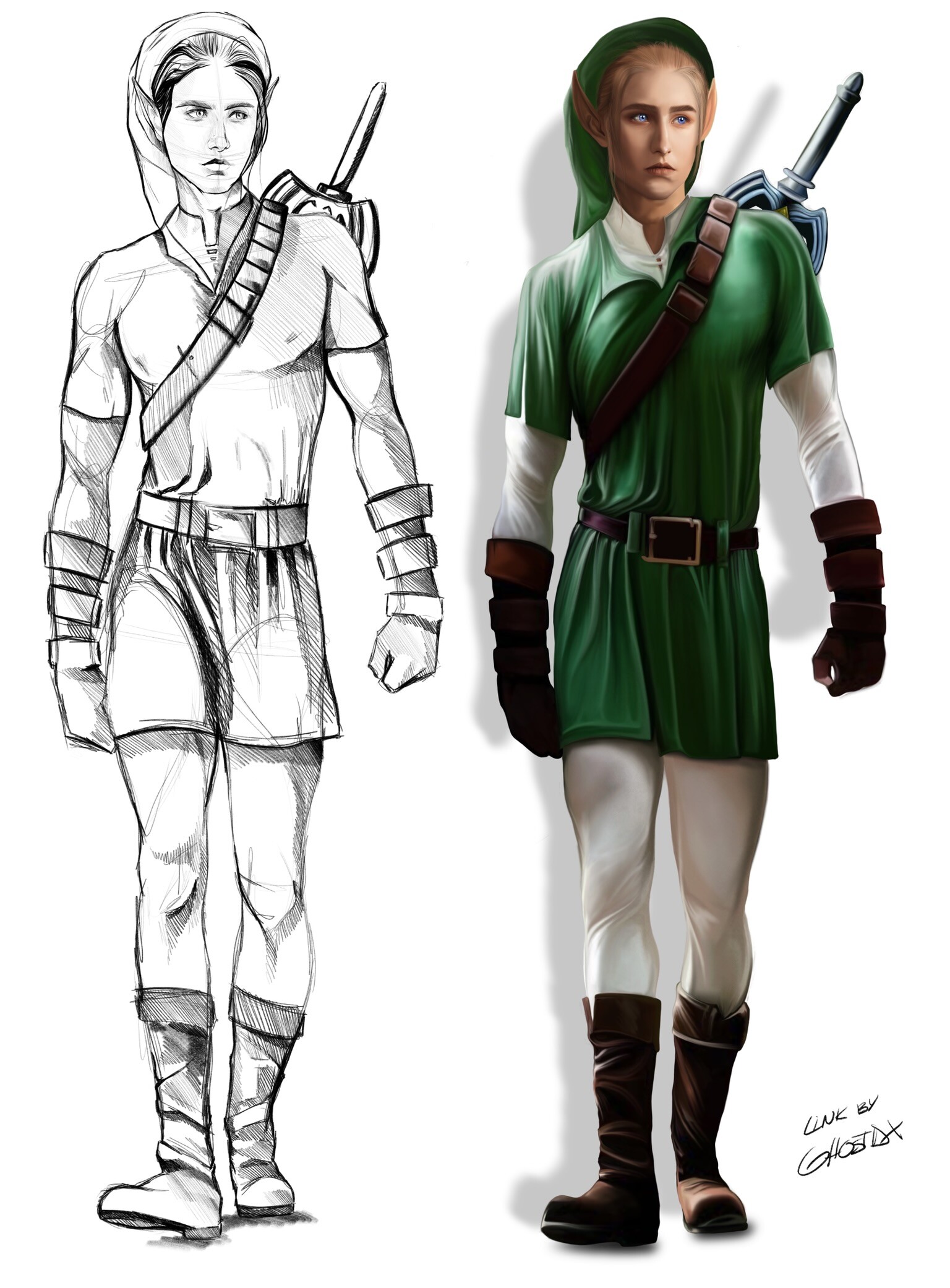 Link And Zelda Drawings